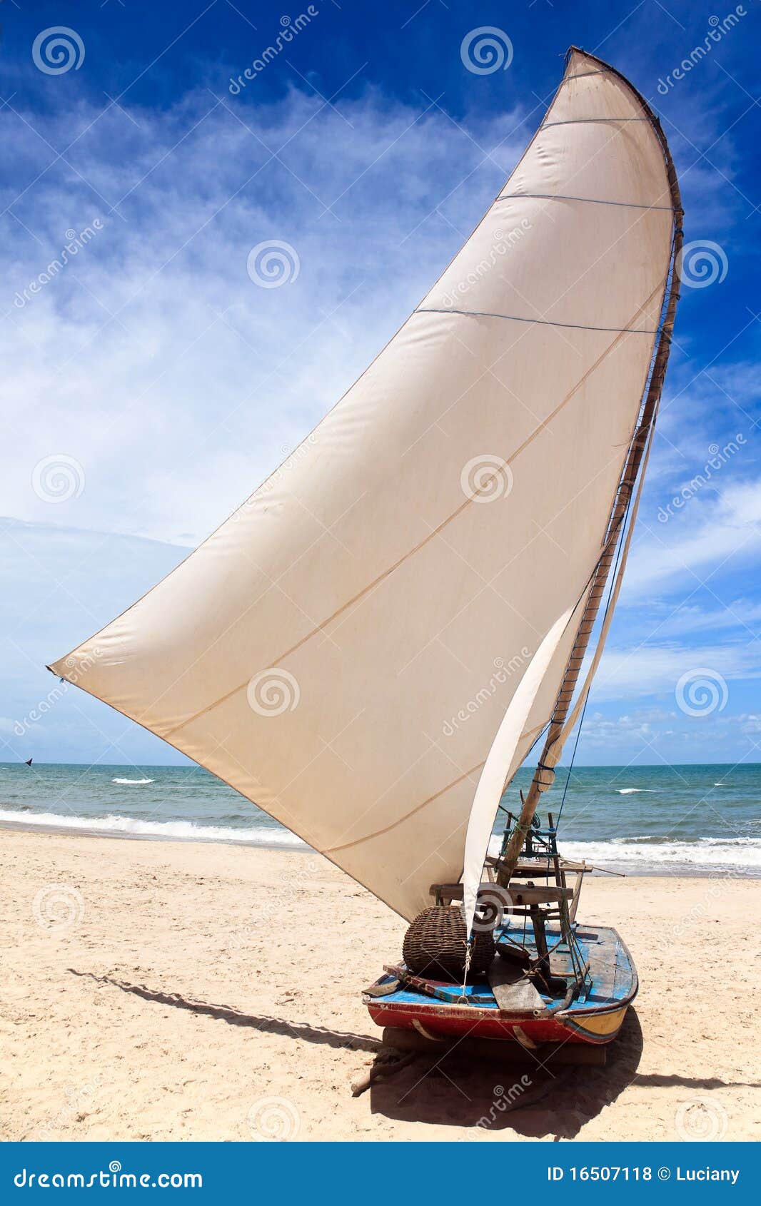 Sail Boat on a Brazilian Beach Stock Photo - Image of boat, tranquil ...
