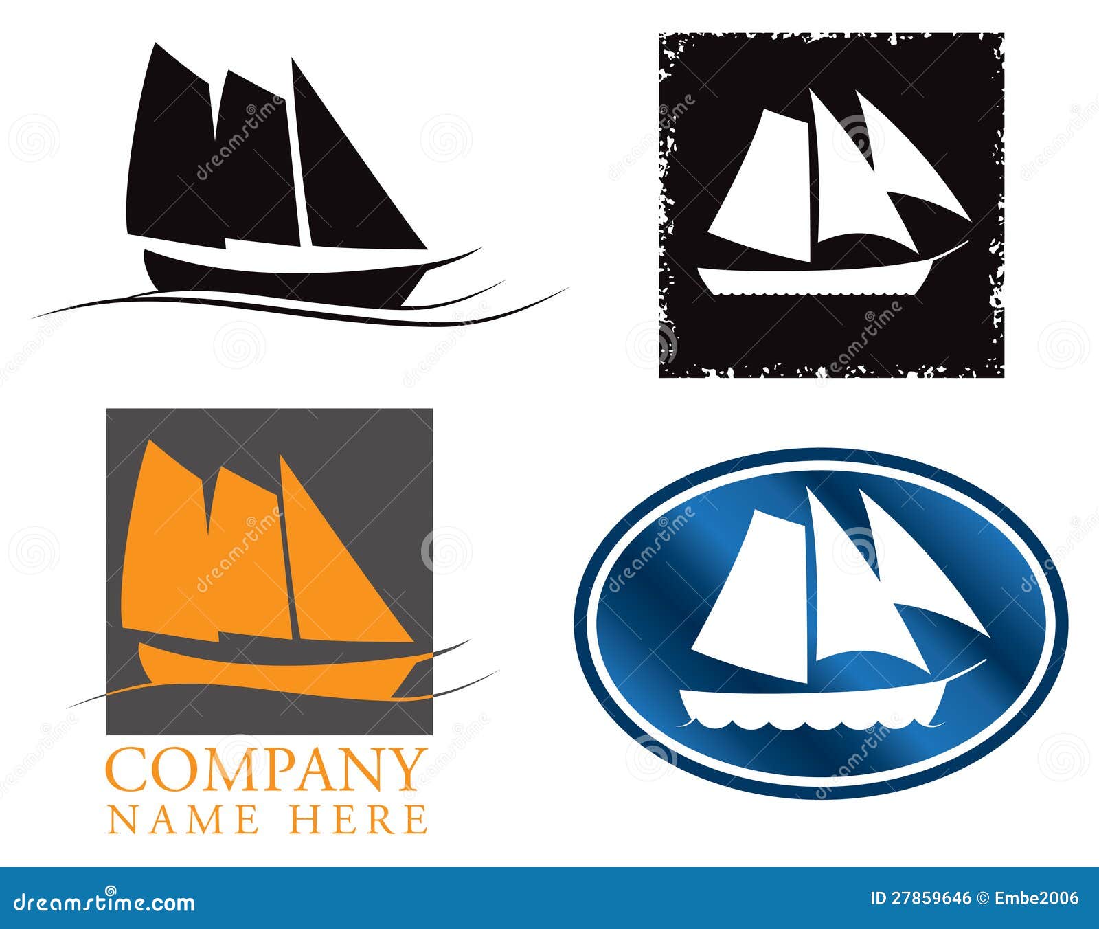 Sail Boat Logo Set stock vector. Illustration of drawing - 27859646