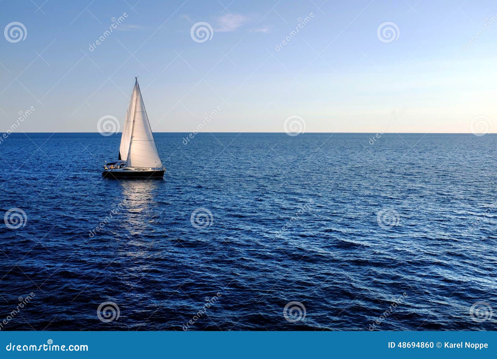 Sail boat on open sea. stock photo. Image of recreation - 48694860