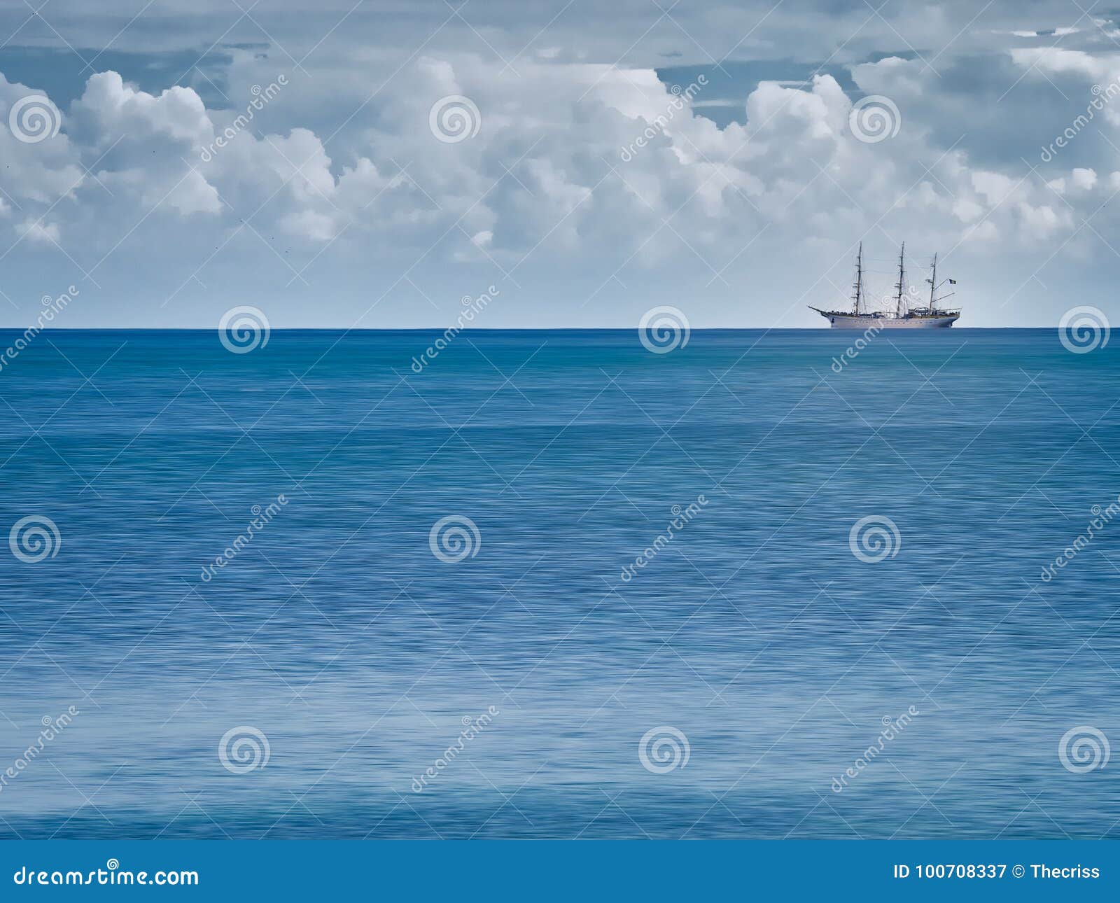 Sail Boat Sailing on Calm Blue Sea Water Stock Image - Image of ...
