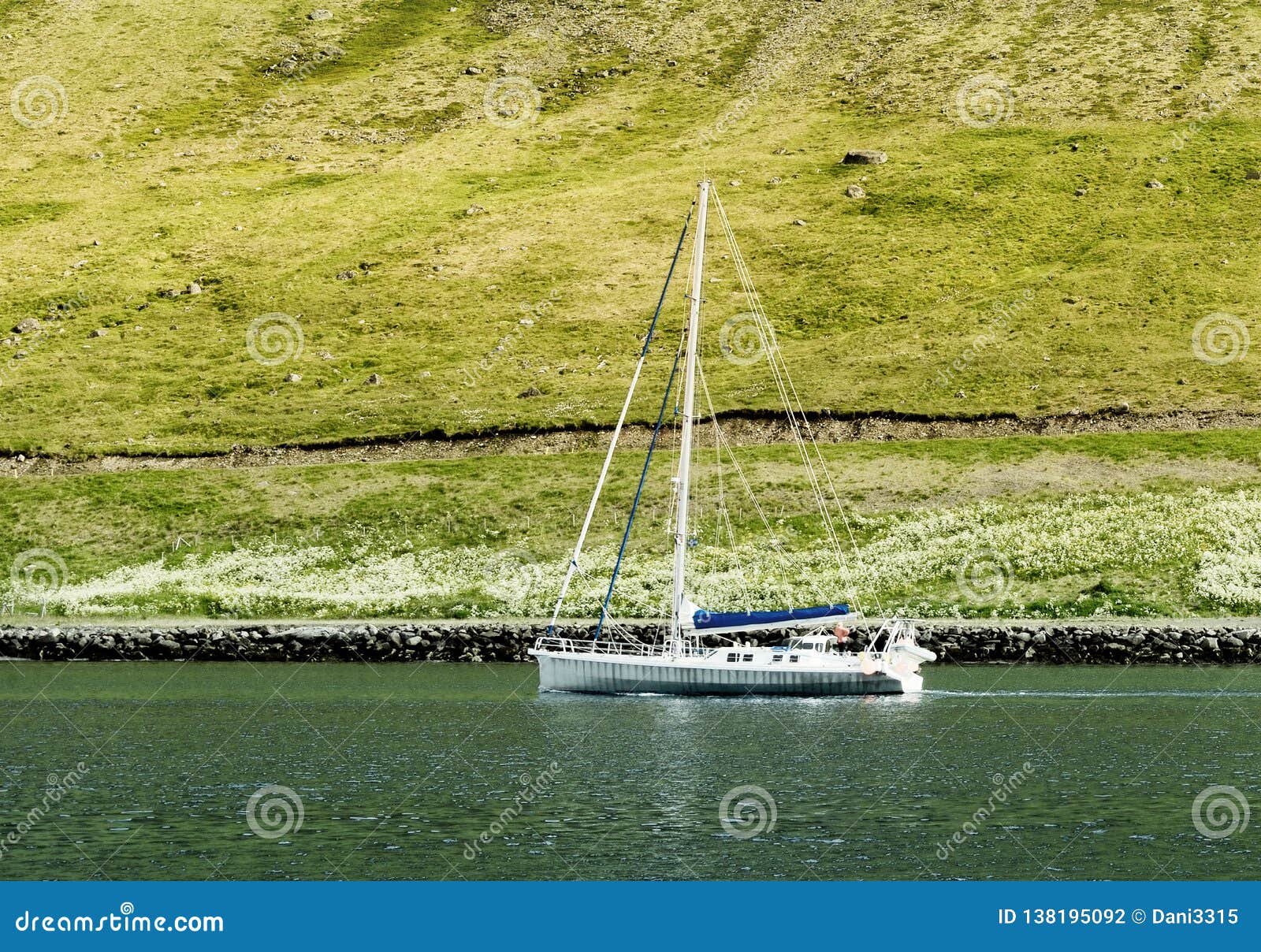Sail Boat and Scenic Landscape, Iceland Stock Photo - Image of nature ...