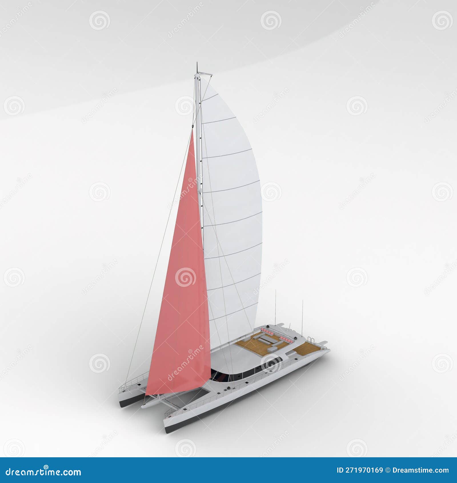 The Sail Boat is Sitting on a White Surface, 3d Rendering Stock ...