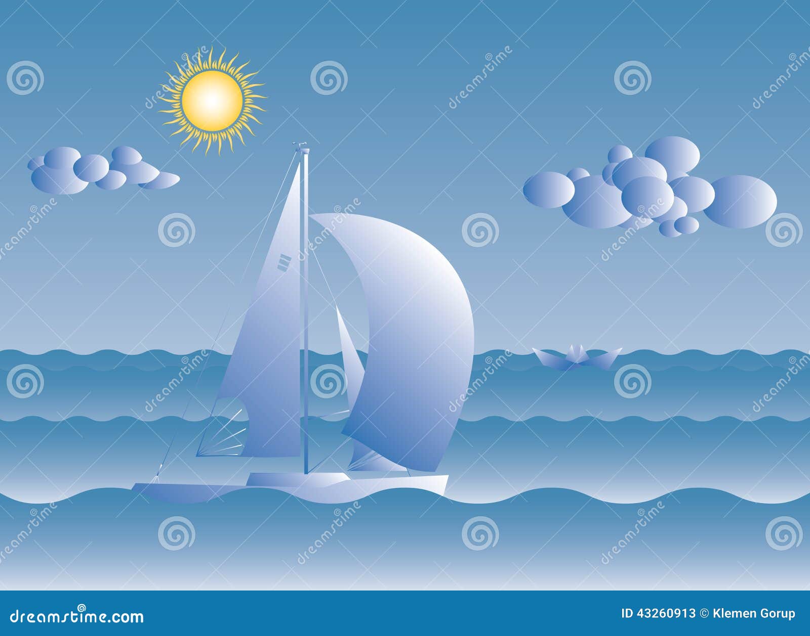 Sail boat on a sunny day stock illustration. Illustration of sunny ...