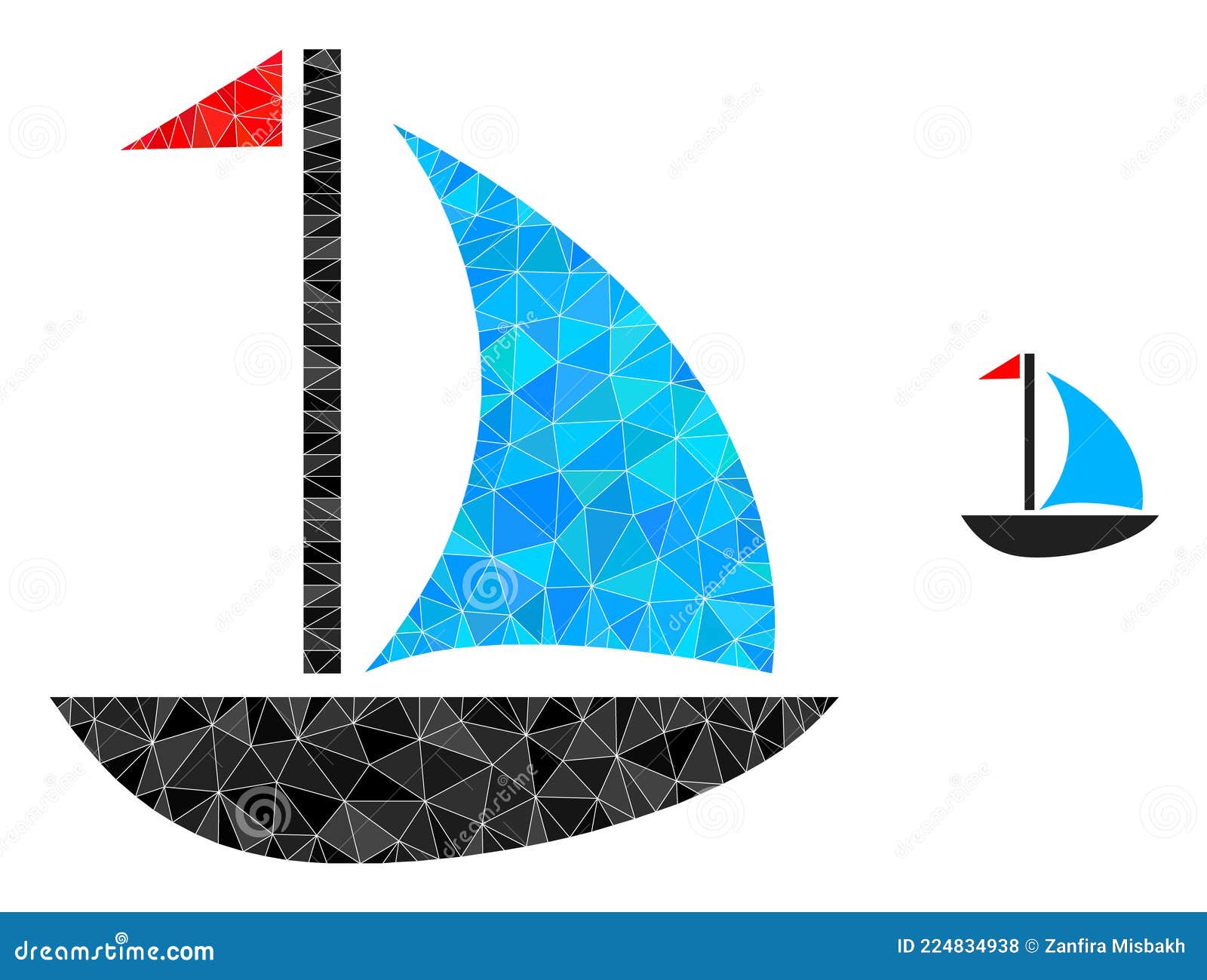 Sail Boat Triangle Lowpoly Flat Icon Stock Vector - Illustration of ...