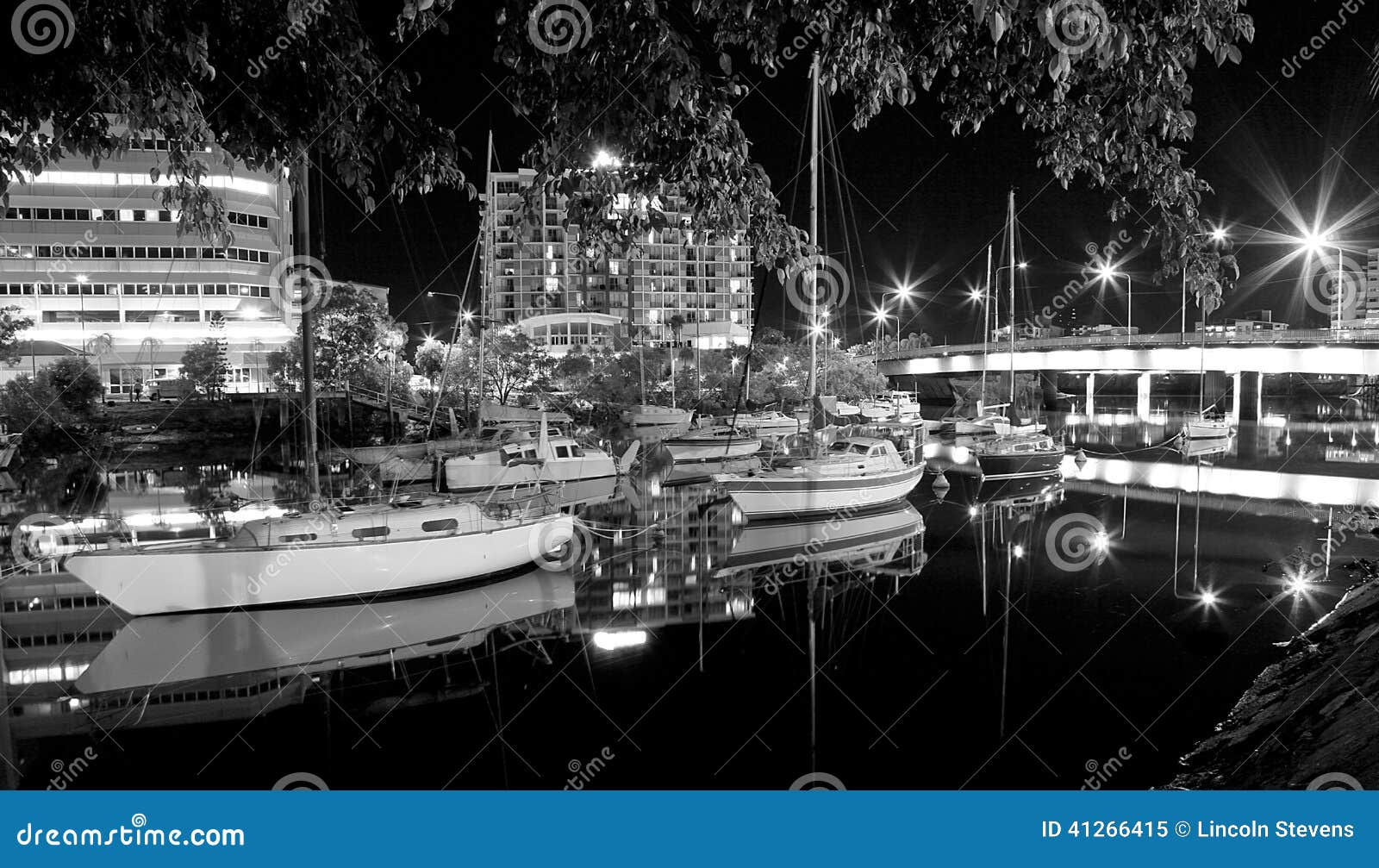 Sail Boats Reflecting in River at Night Stock Image - Image of holiday ...