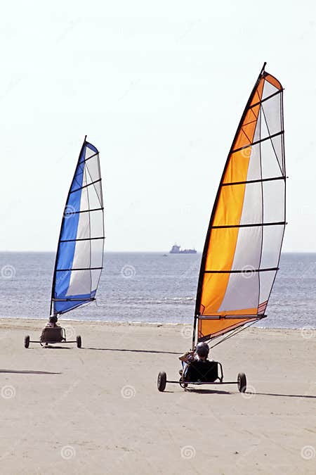 Sail Carts at the Beach in the Netherlands Stock Photo - Image of cart ...