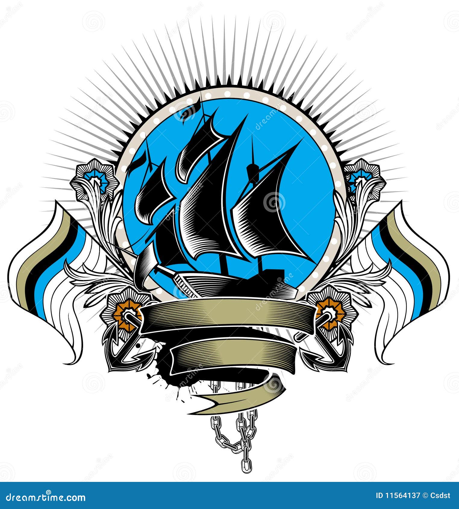 Sail shield stock vector. Illustration of sunlight, design - 11564137