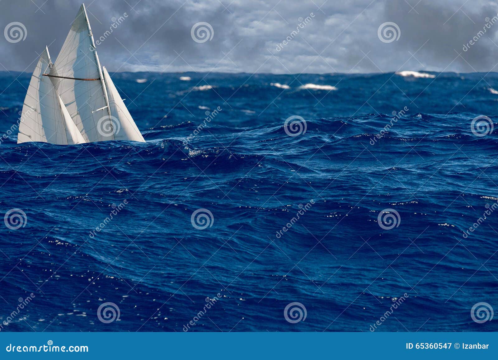 Sail ship in big waves stock image. Image of rolling - 65360547