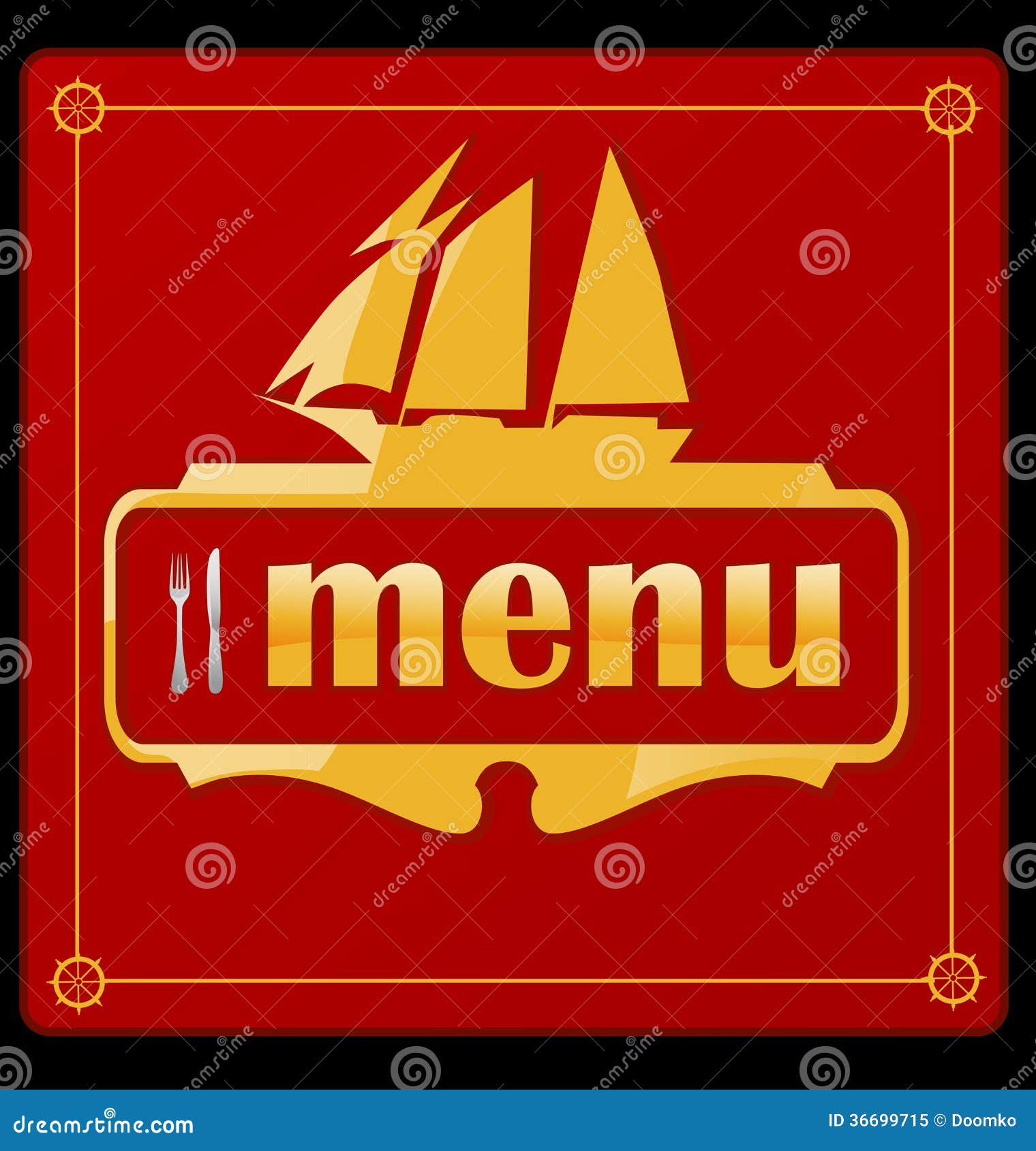 Sail ship menu stock vector. Illustration of label, ocean - 36699715