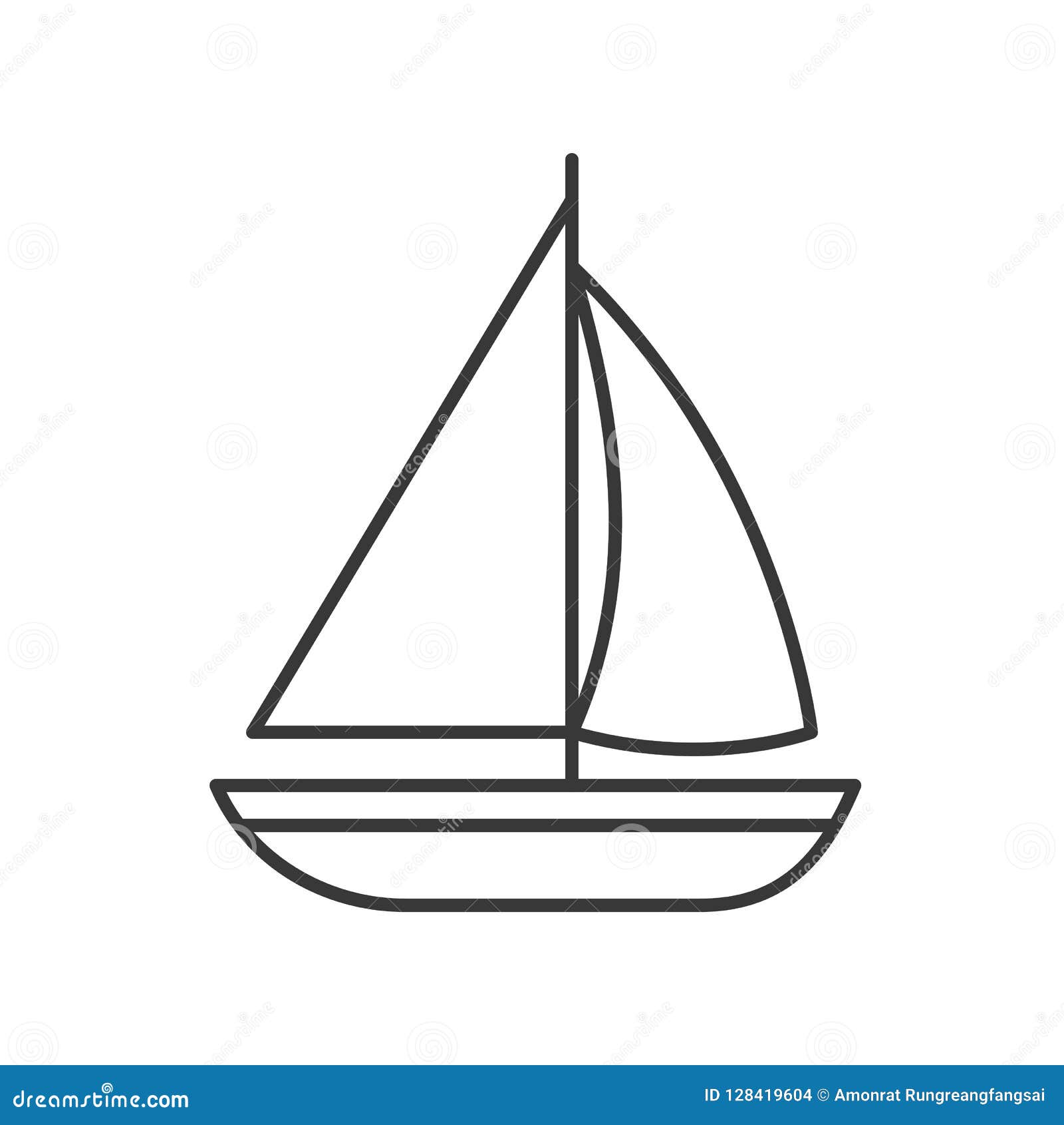 Ship Outline Icon. Coloring Book Page For Children. Boat Vector ...