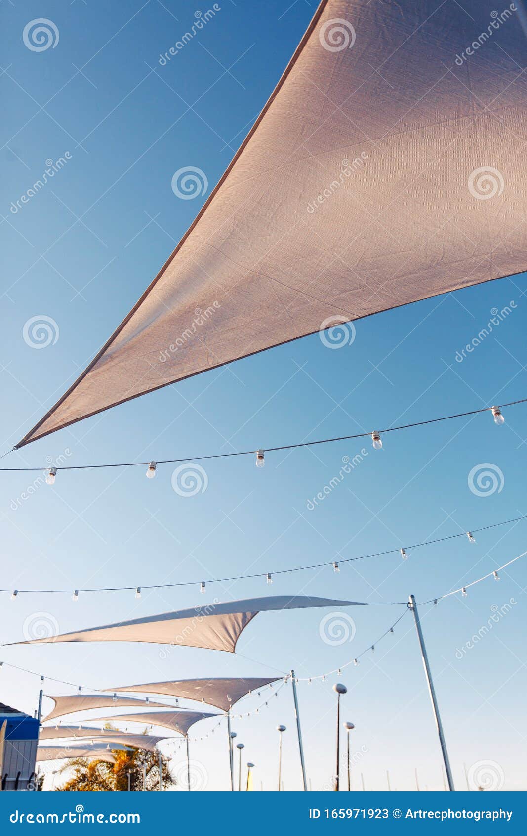 Sail and String Lights Geometry Stock Image - Image of roof, sail ...