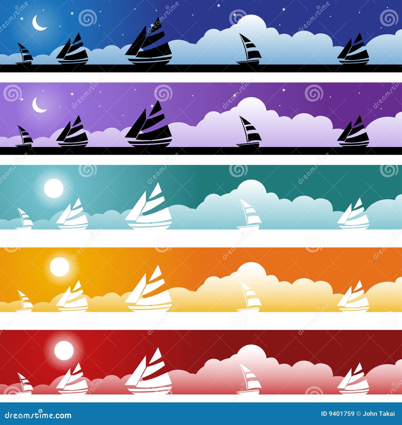 Sailboat Banner Set stock vector. Illustration of sail - 9401759