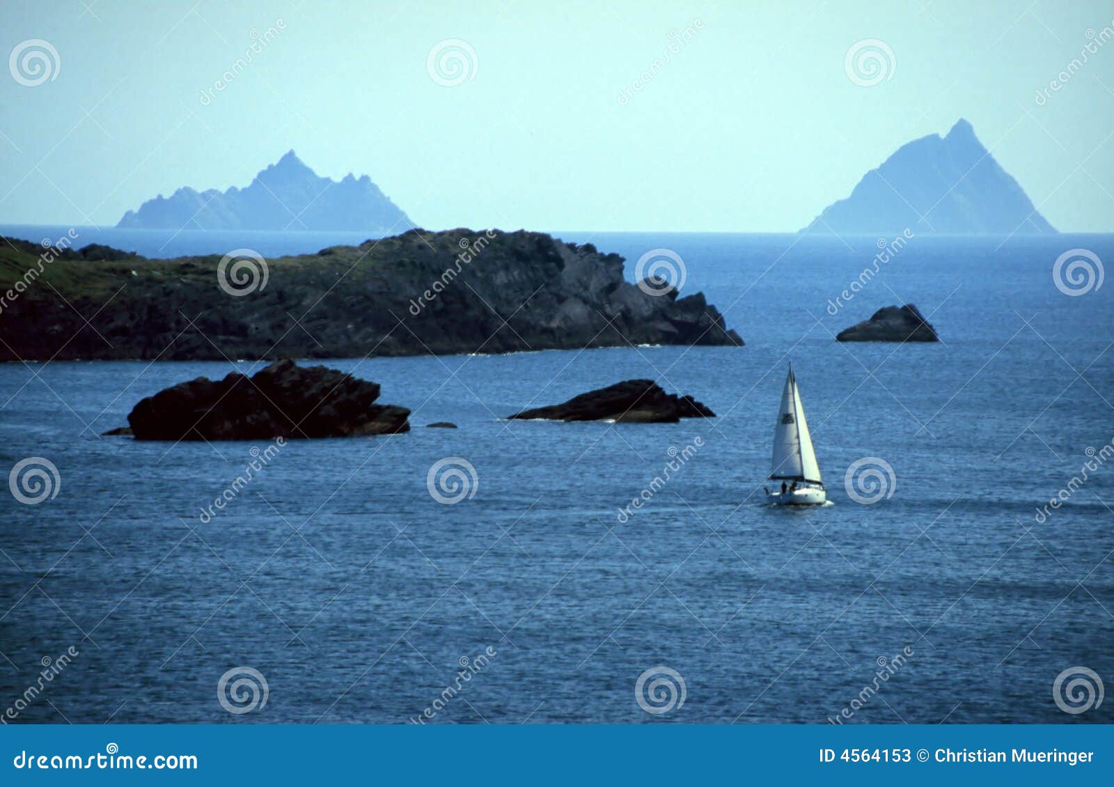 Sailboat in bay stock image. Image of sail, white, ship - 4564153