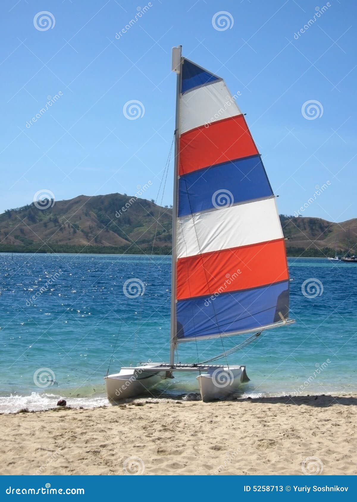 Sailboat in the bay stock image. Image of tourism, fiji - 5258713