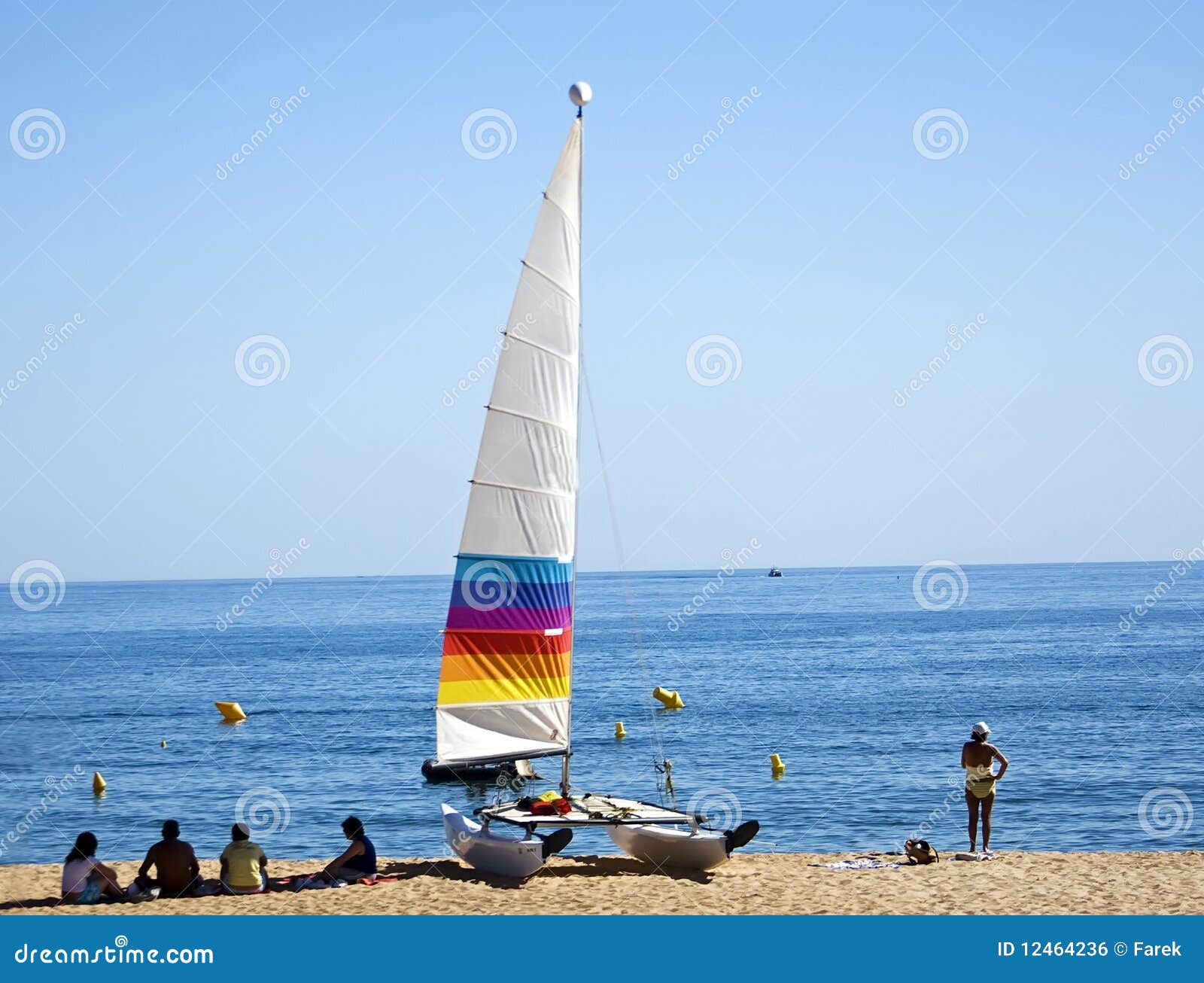 Sailboat on beach stock photo. Image of catamaran, aquatics - 12464236