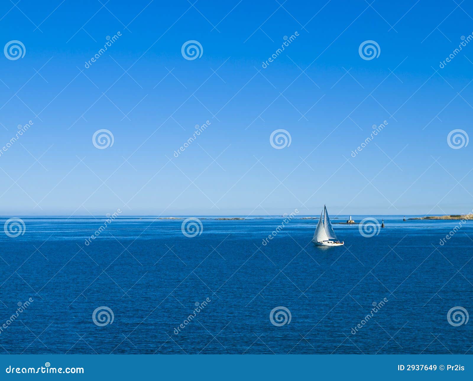 Sailboat in coastal waters stock image. Image of sailboat - 2937649