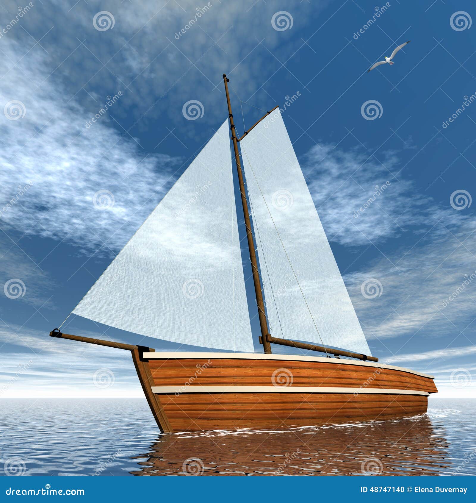 Sailboat - 3D render stock illustration. Illustration of blue - 48747140