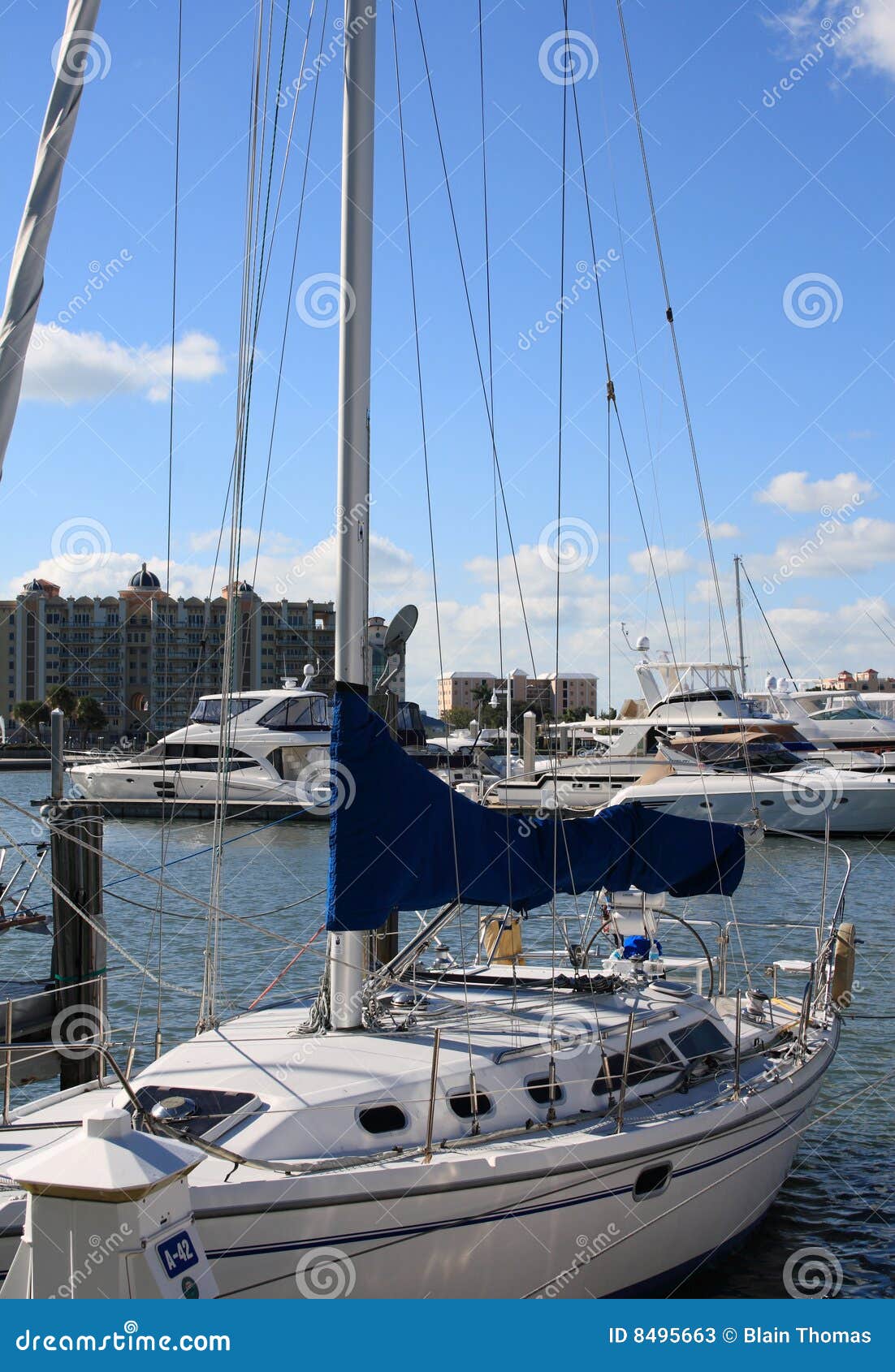 Sailboat Docked on the Bay stock image. Image of sand - 8495663
