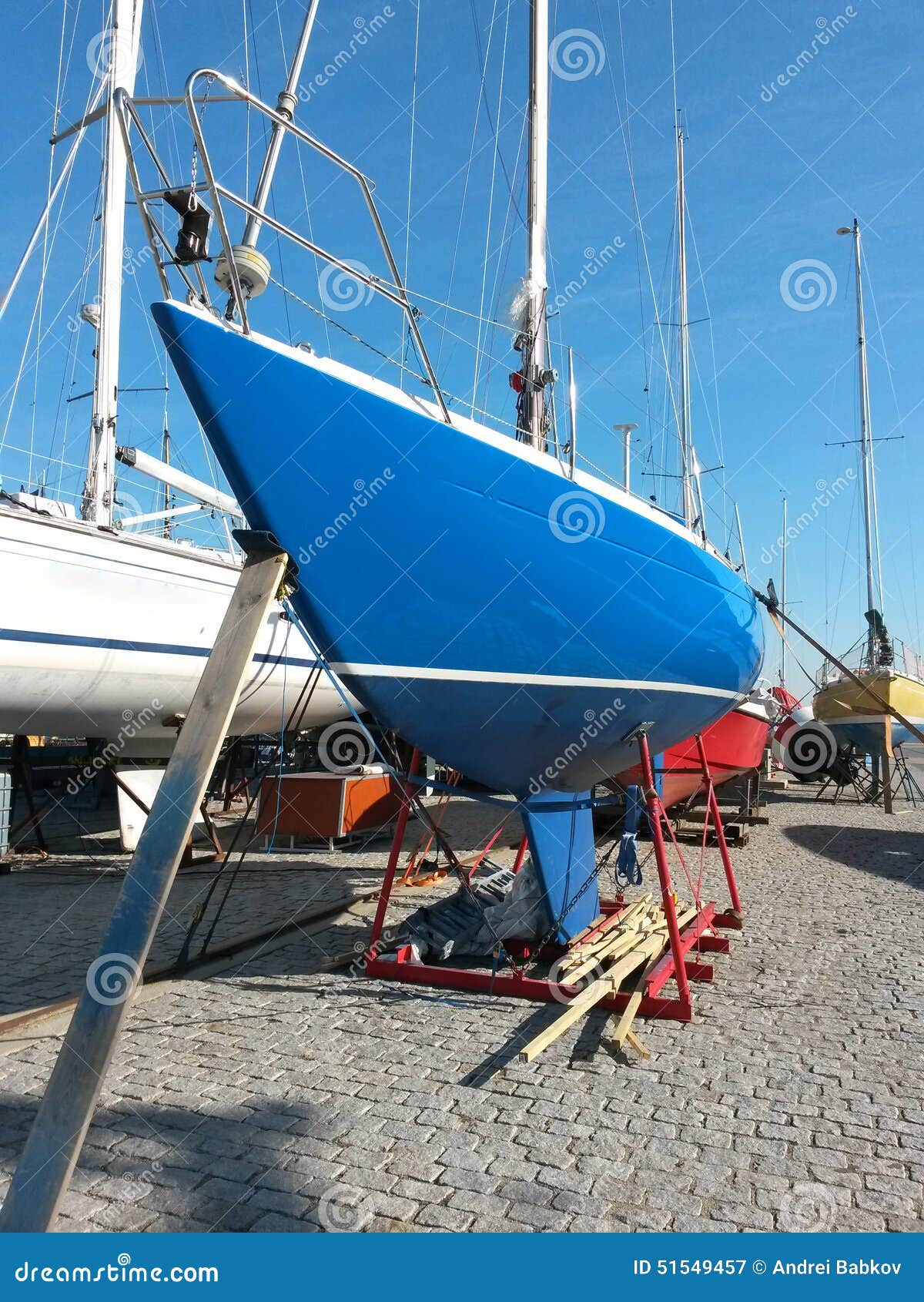 Sailboat in dry dock stock image. Image of estonian, boat - 51549457
