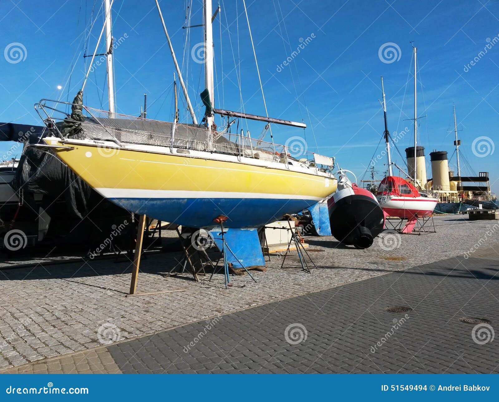 Sailboat in dry dock stock photo. Image of marine, brace - 51549494