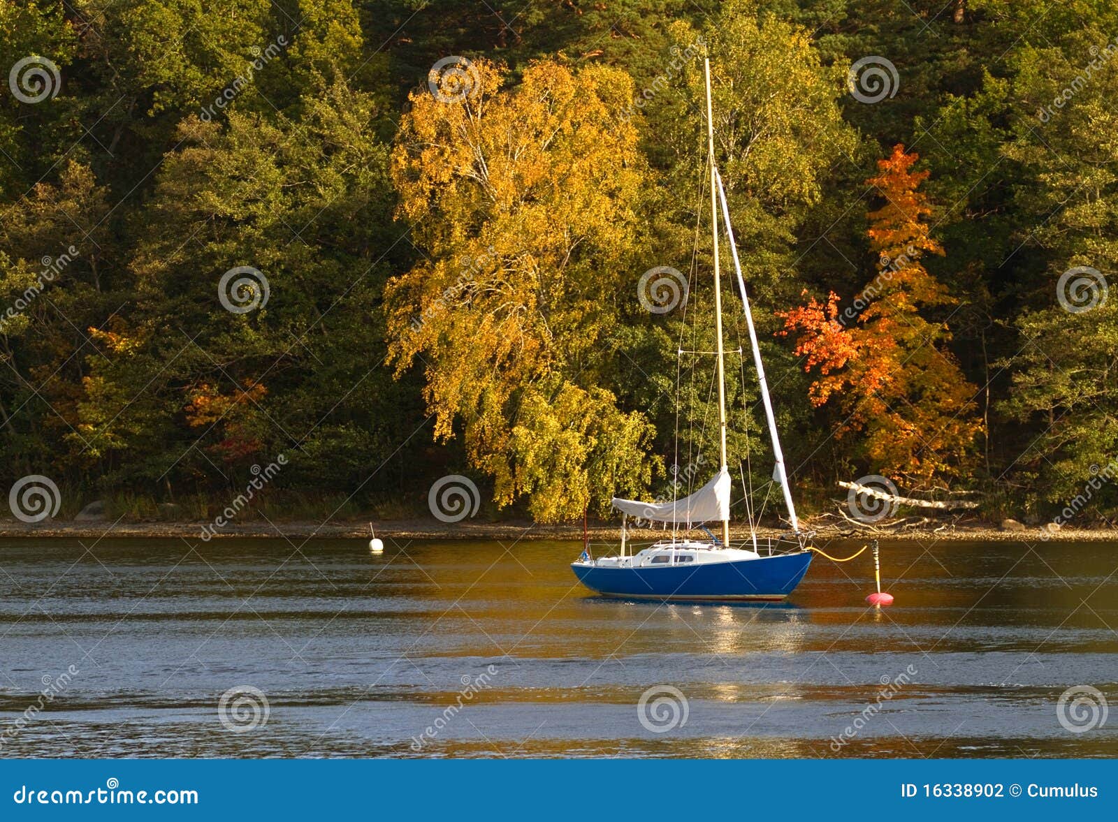 Sailboat in fall. stock photo. Image of colorful, outdoors - 16338902