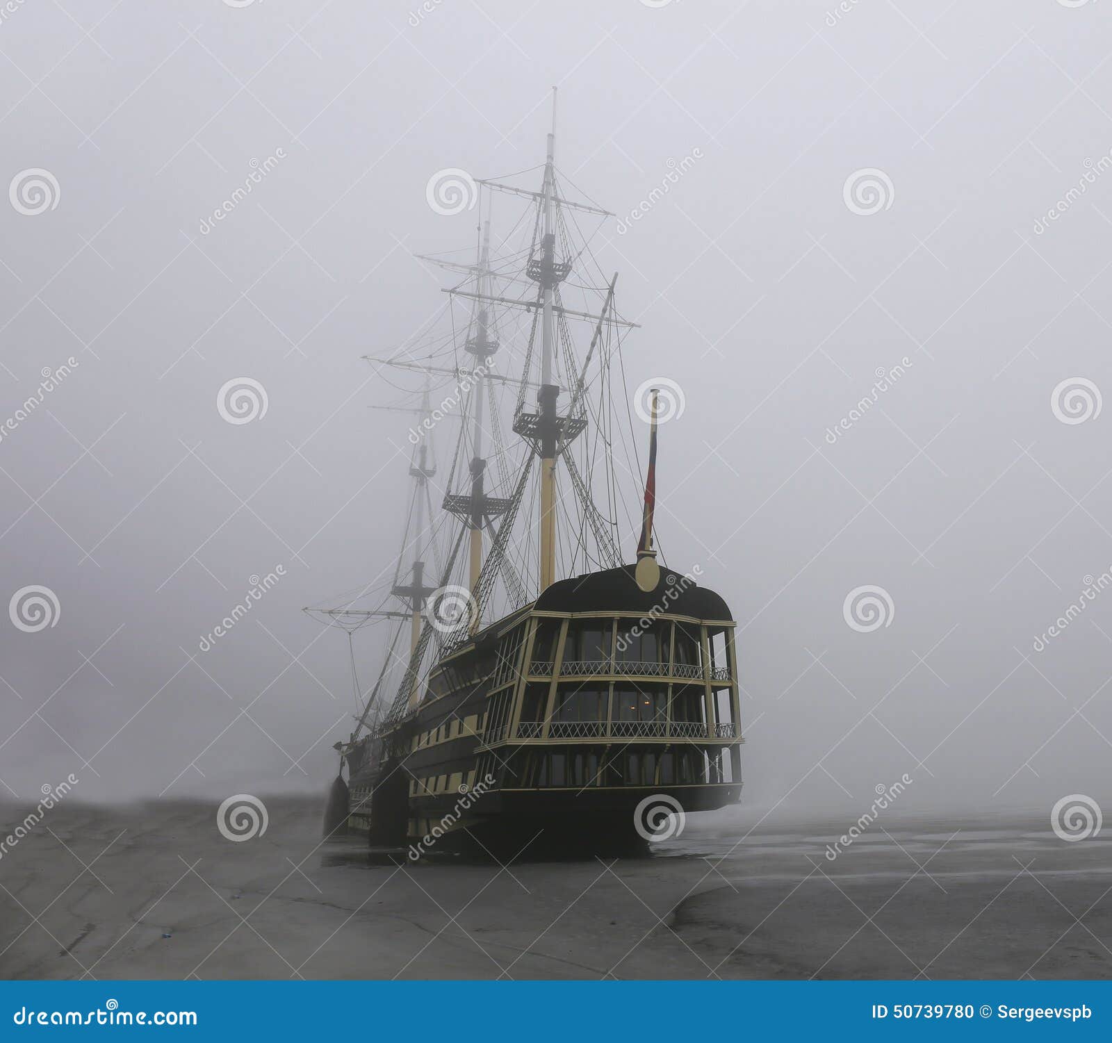 Sailboat in the fog stock photo. Image of petersburg - 50739780