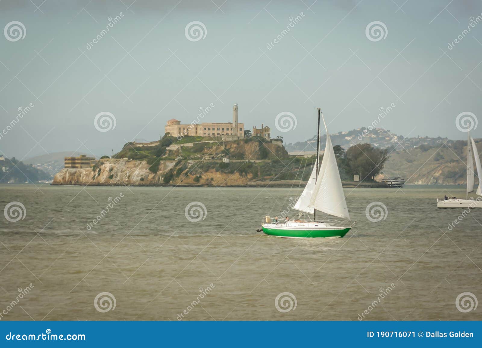 Sailboat in Front of Alcatraz Stock Image - Image of vacation, ship ...