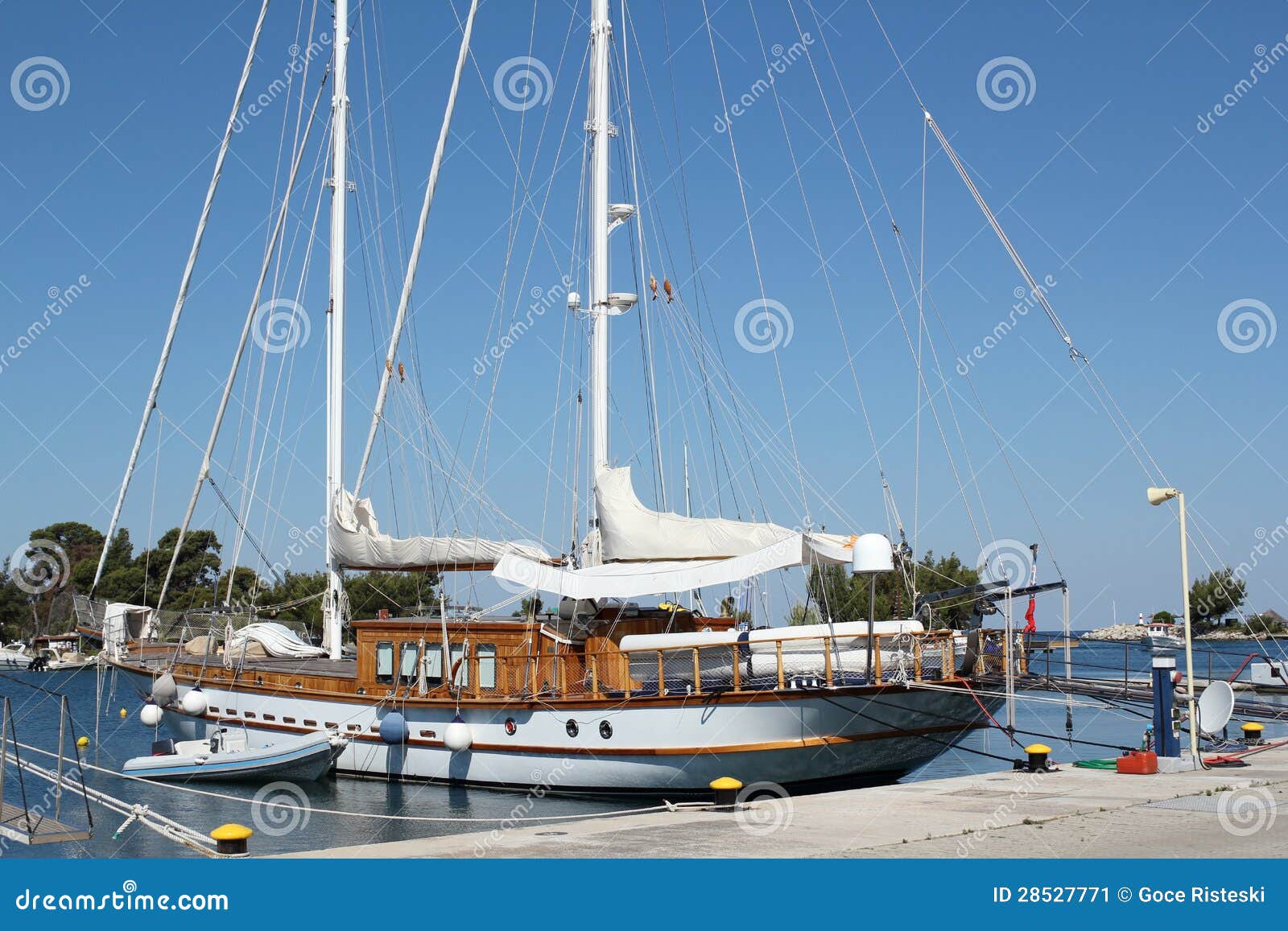 Sailboat in Harbor Summer Scene Stock Image - Image of nautical ...