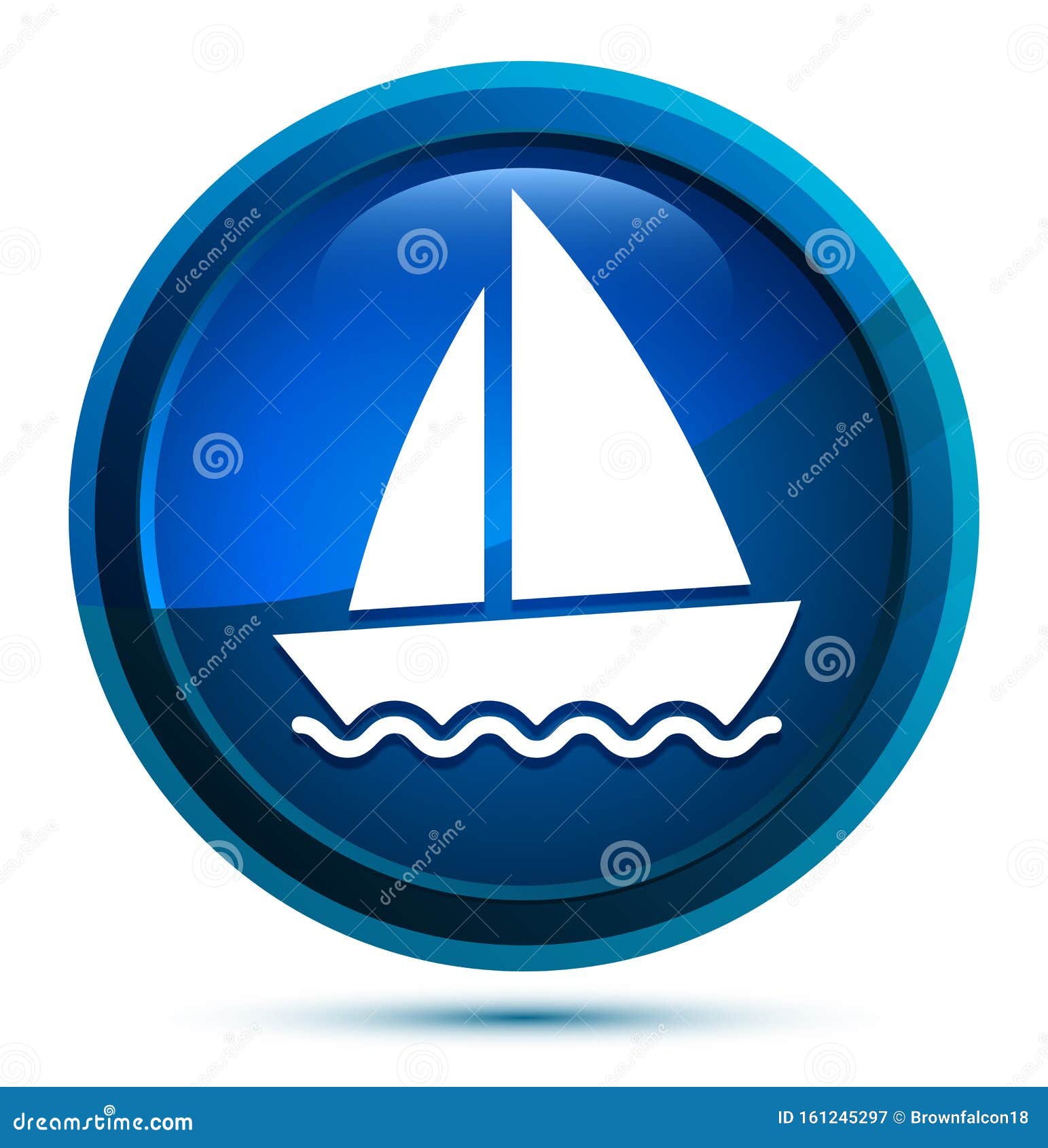 Sailboat Icon Elegant Blue Round Button Illustration Stock Vector ...