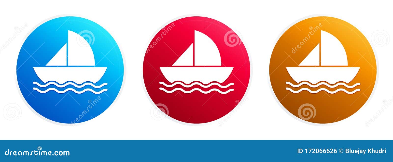Sailboat Icon Premium Trendy Round Button Set Stock Vector ...