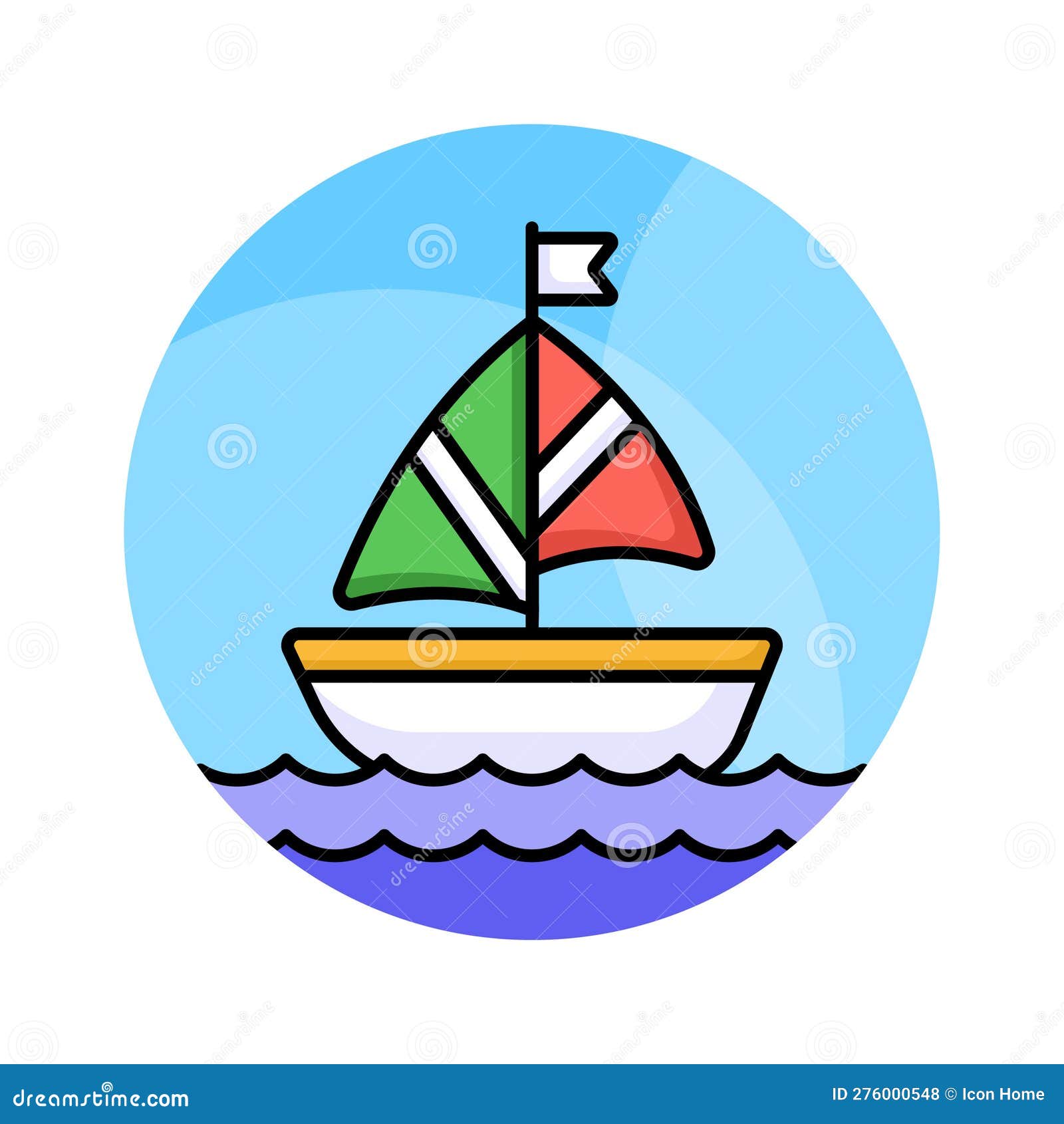 A Sailboat Icon Represents a Boat Propelled by the Wind Using a Sail ...