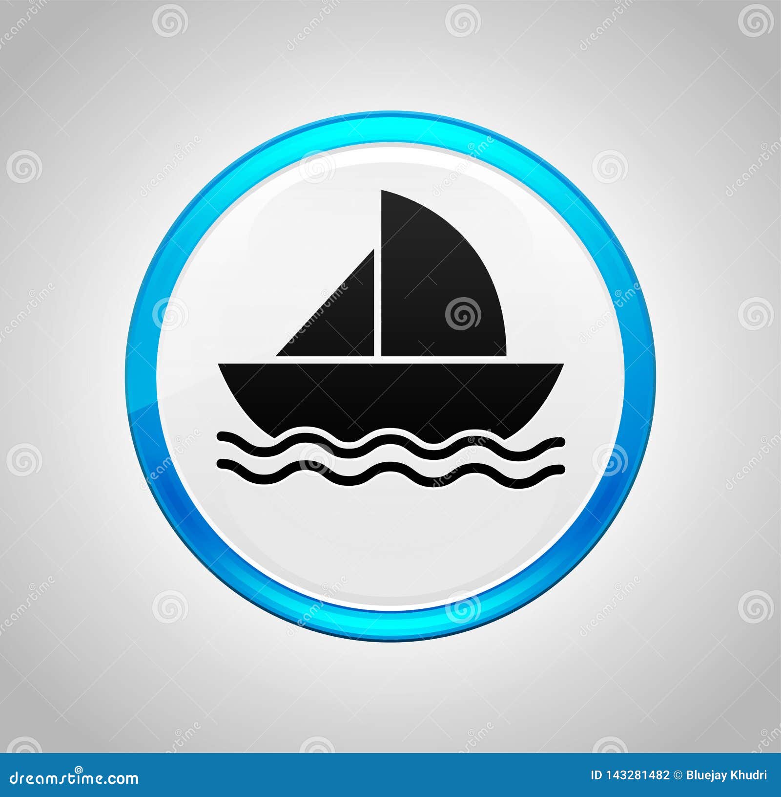 Sailboat Icon Round Blue Push Button Stock Illustration - Illustration ...