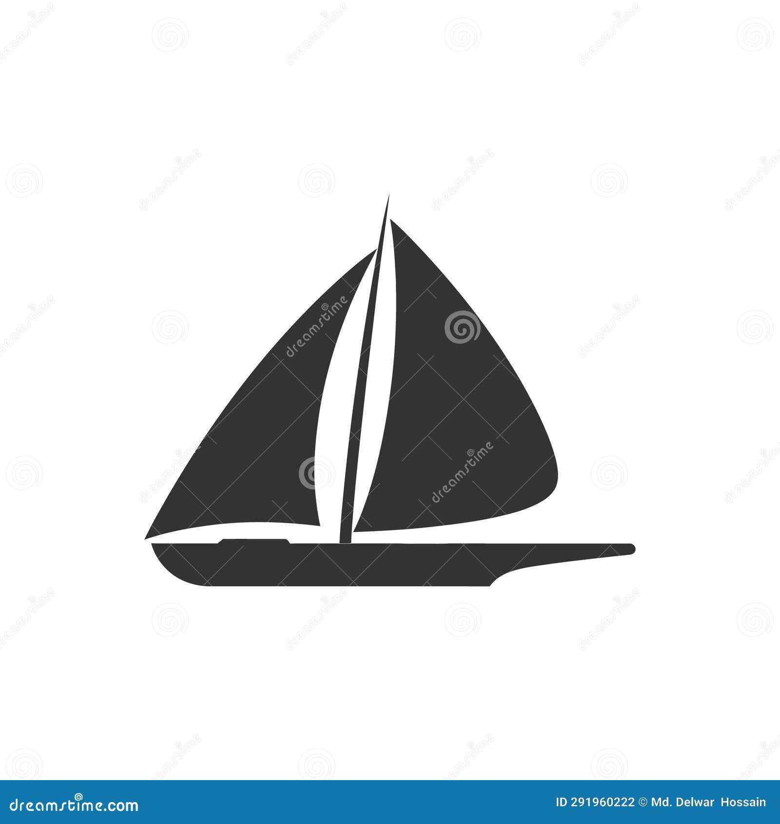 Sailboat icon stock vector. Illustration of text, font - 291960222