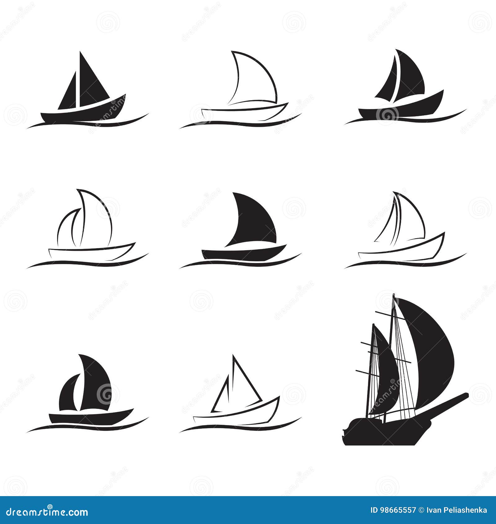 Sailboat icons stock illustration. Illustration of symbol - 98665557