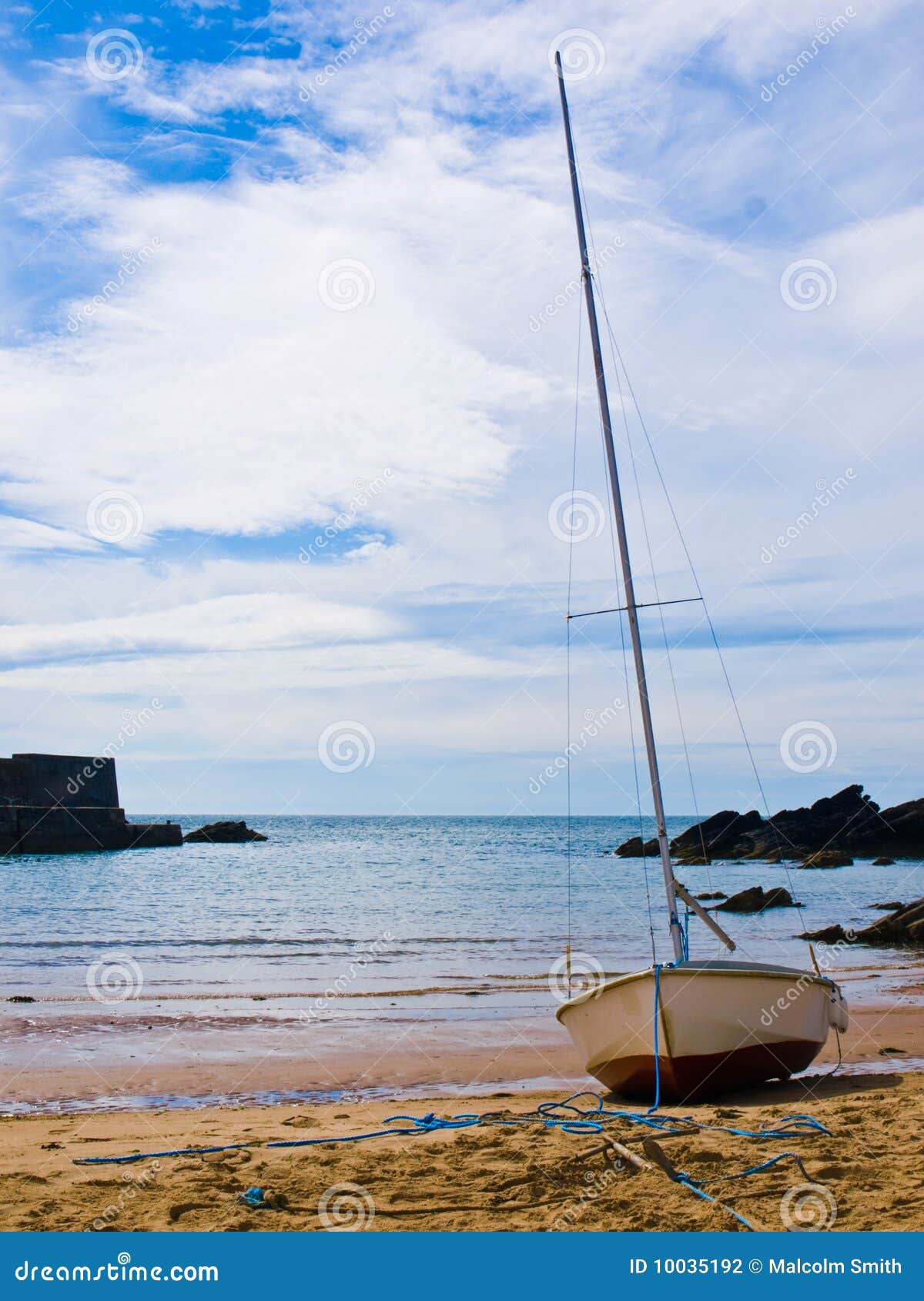 Sailboat on inlet beach stock photo. Image of small, maritime - 10035192
