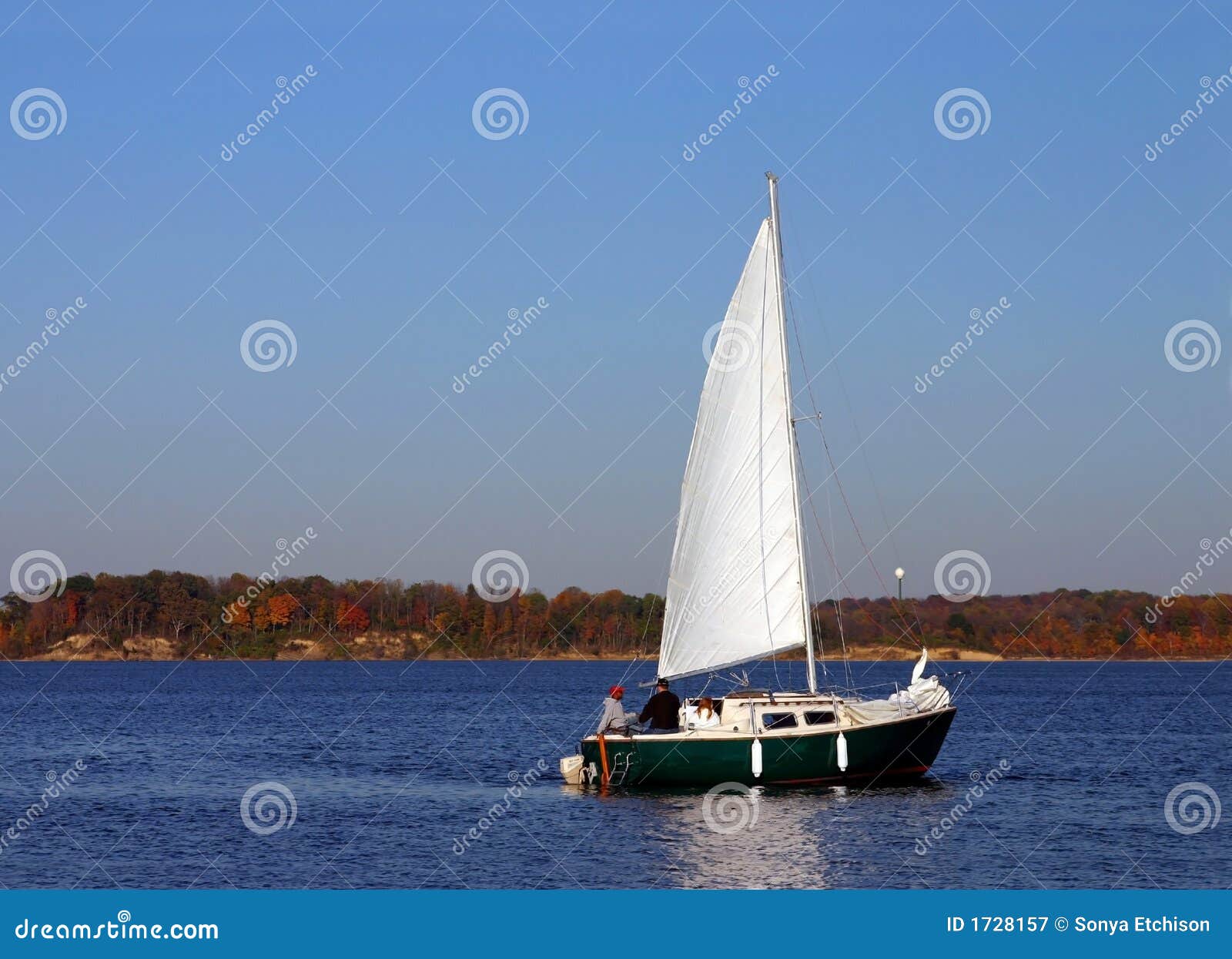 Sailboat on the Lake stock image. Image of skies, forest - 1728157