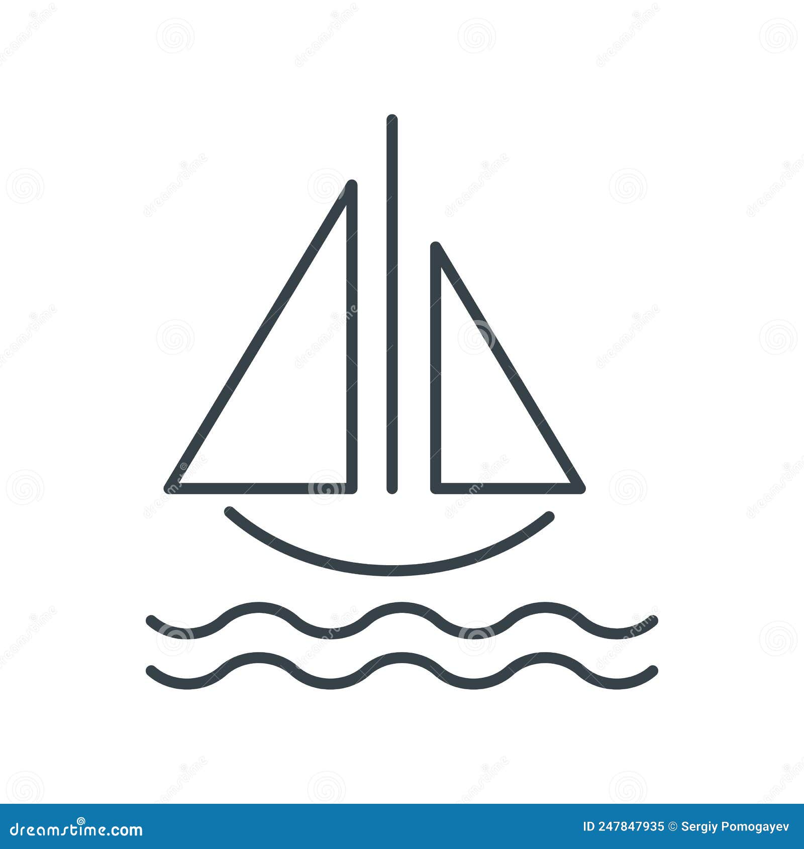 Sailboat Line Art Thin Icon Stock Vector - Illustration of sail ...