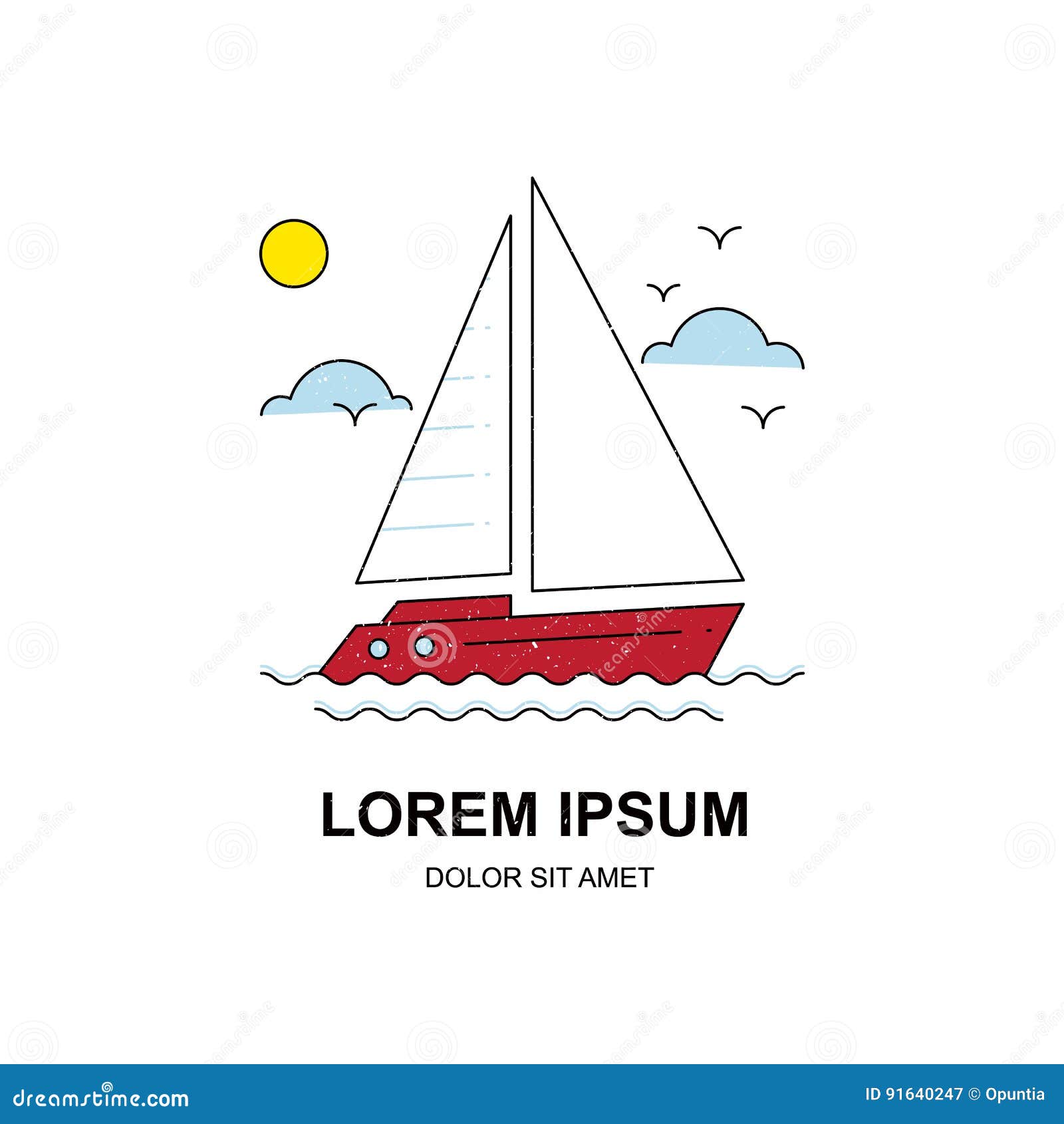Sailboat line icon stock vector. Illustration of ship - 91640247