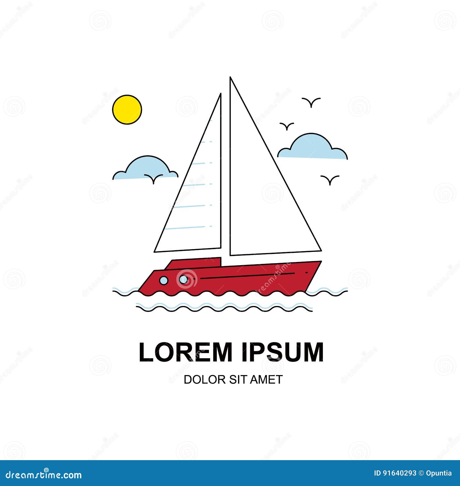 Sailboat line icon stock vector. Illustration of maritime - 91640293