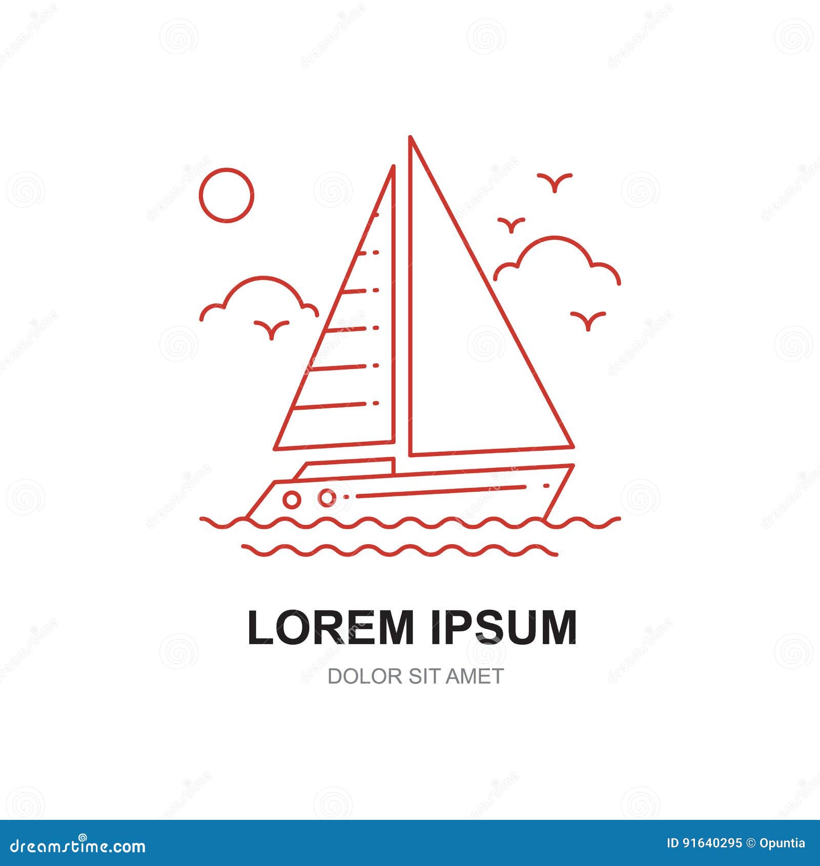 Sailboat line icon stock illustration. Illustration of element - 91640295