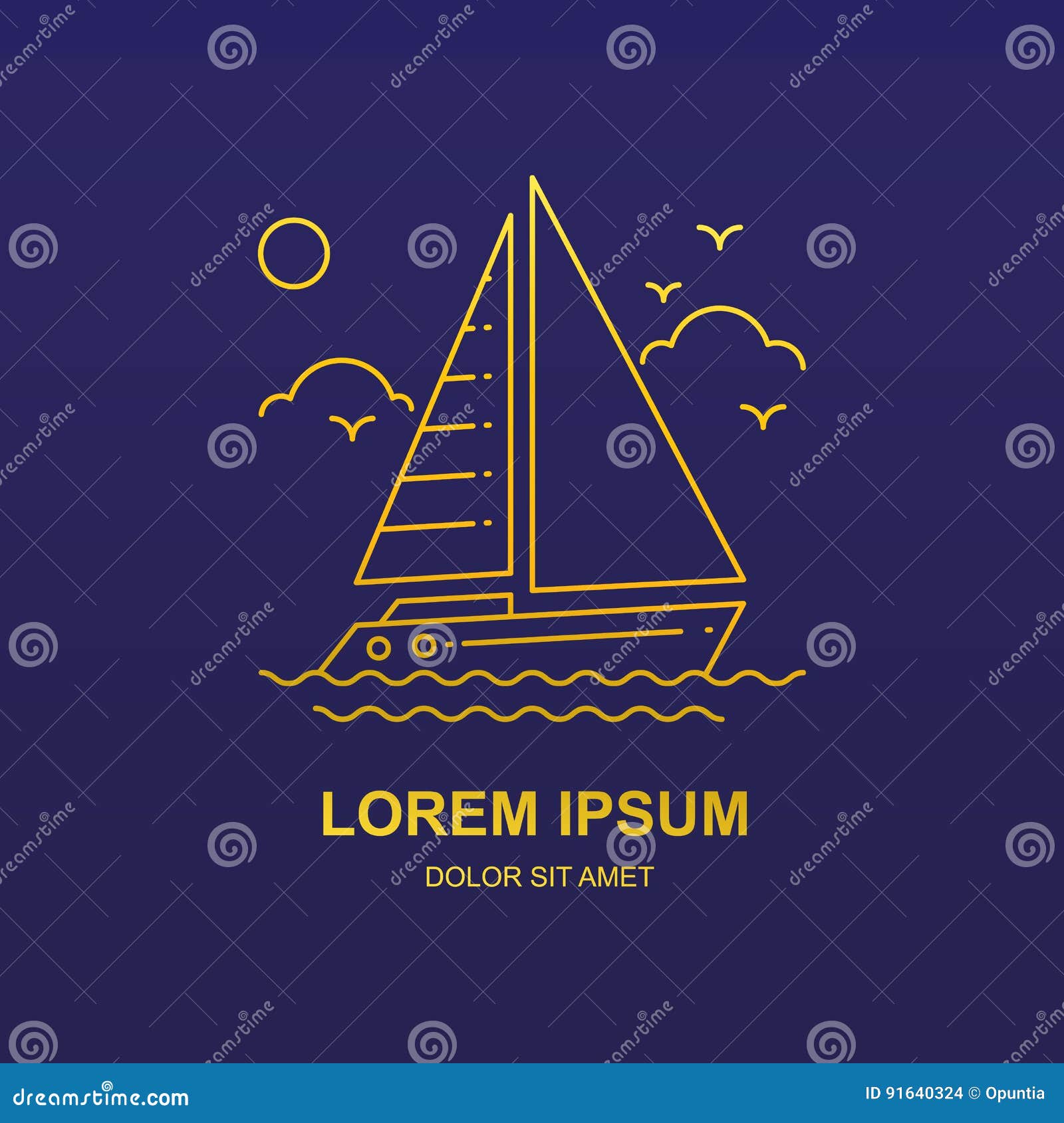 Sailboat line icon stock illustration. Illustration of compass - 91640324