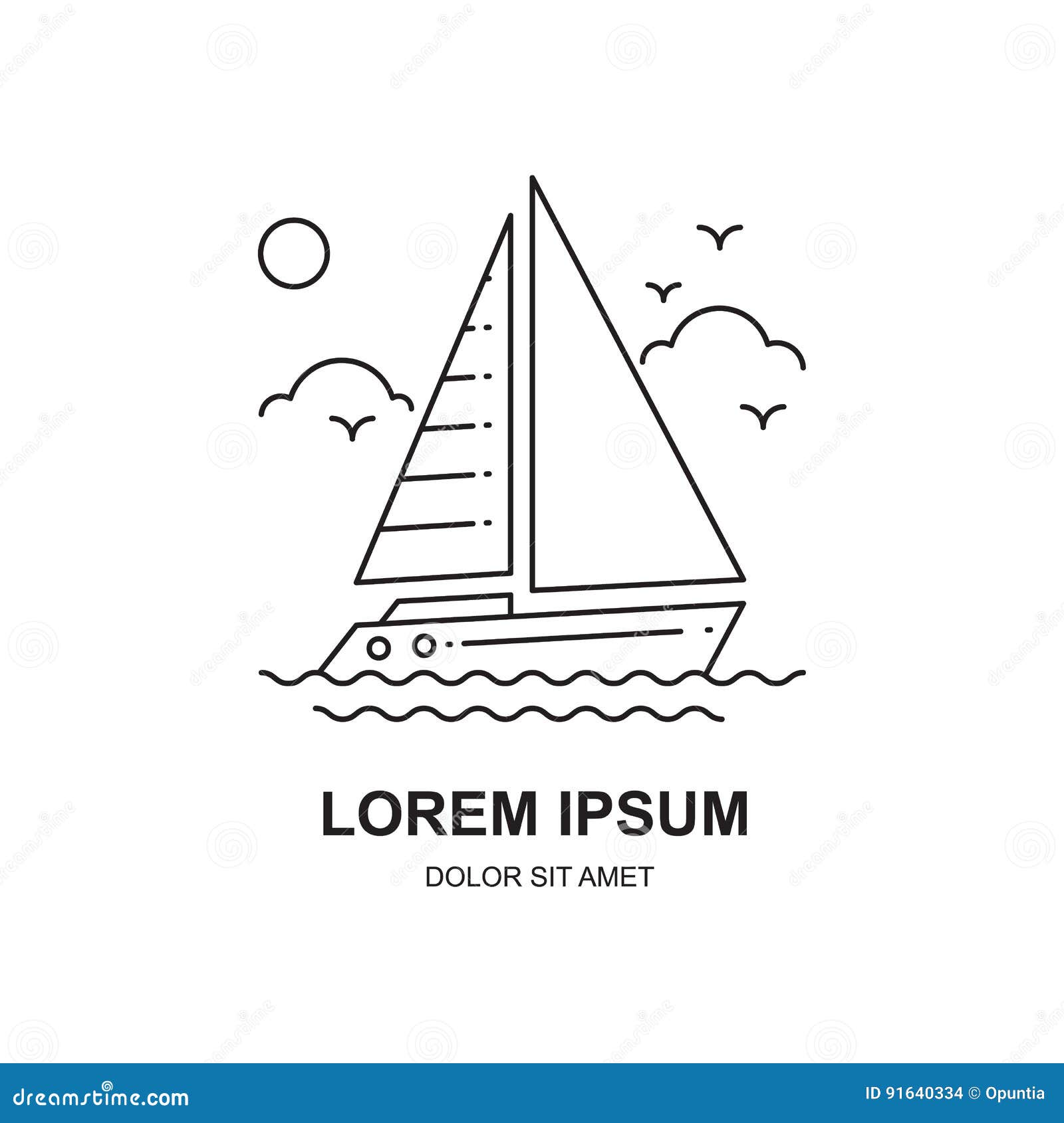Sailboat line icon stock illustration. Illustration of regatta - 91640334