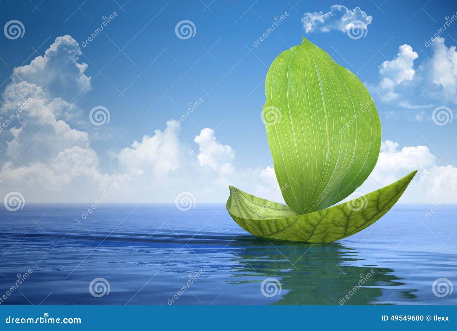 Sailboat Made of Green Leaves Stock Illustration - Illustration of ...