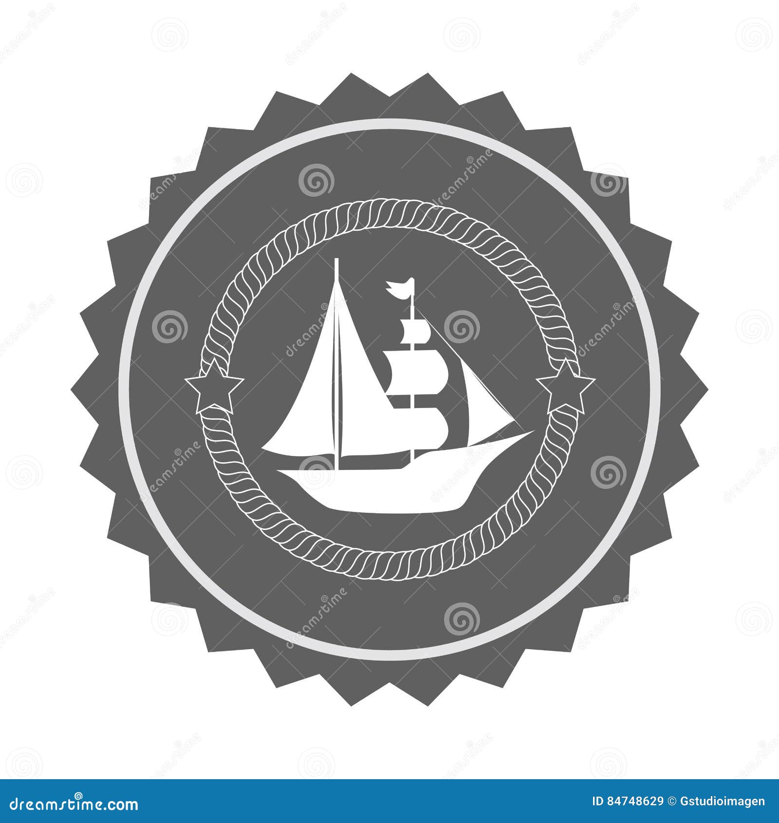 Sailboat Maritime Emblem Icon Stock Illustration - Illustration of icon ...