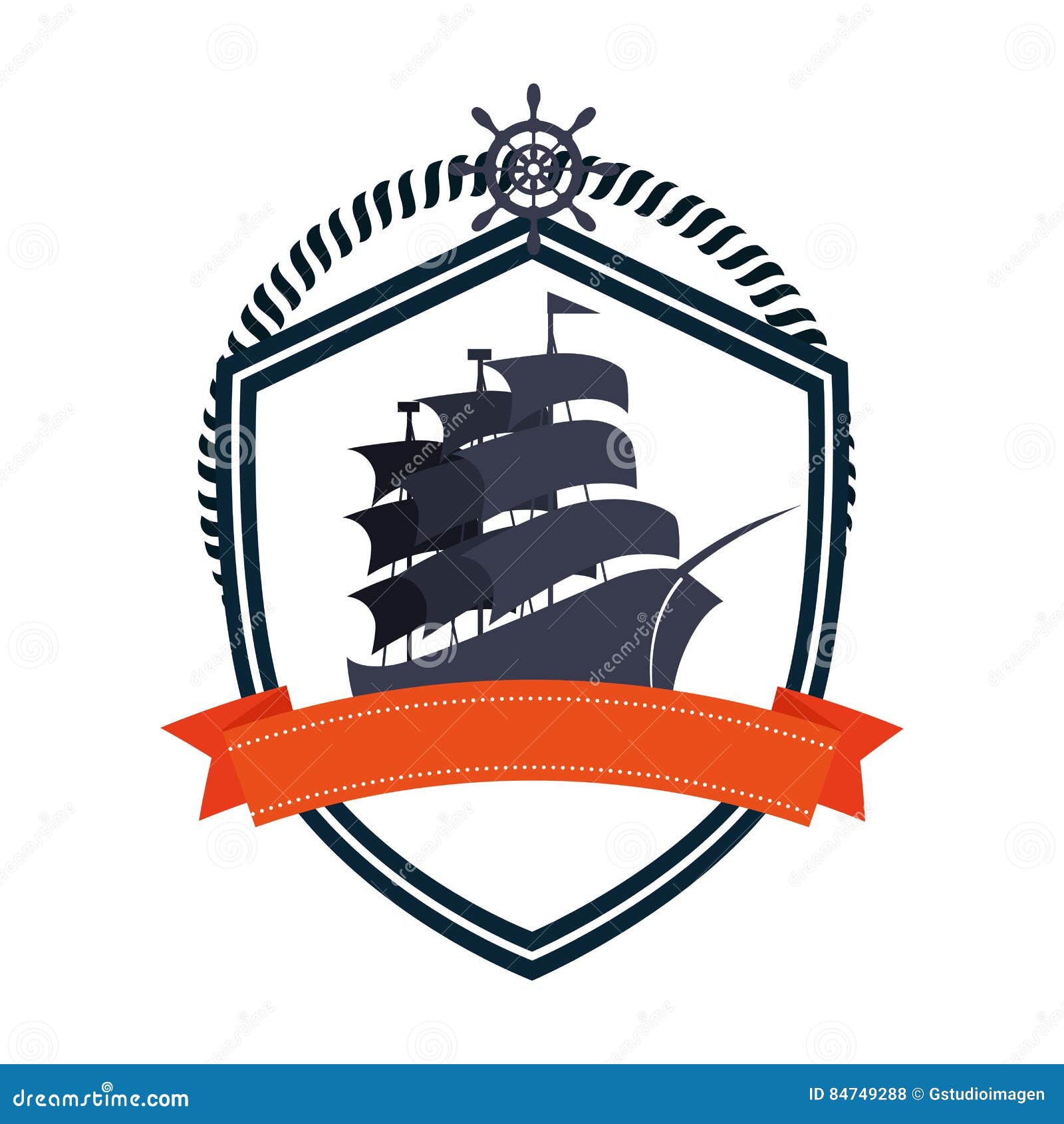 Sailboat Maritime Emblem Icon Stock Illustration - Illustration of ...