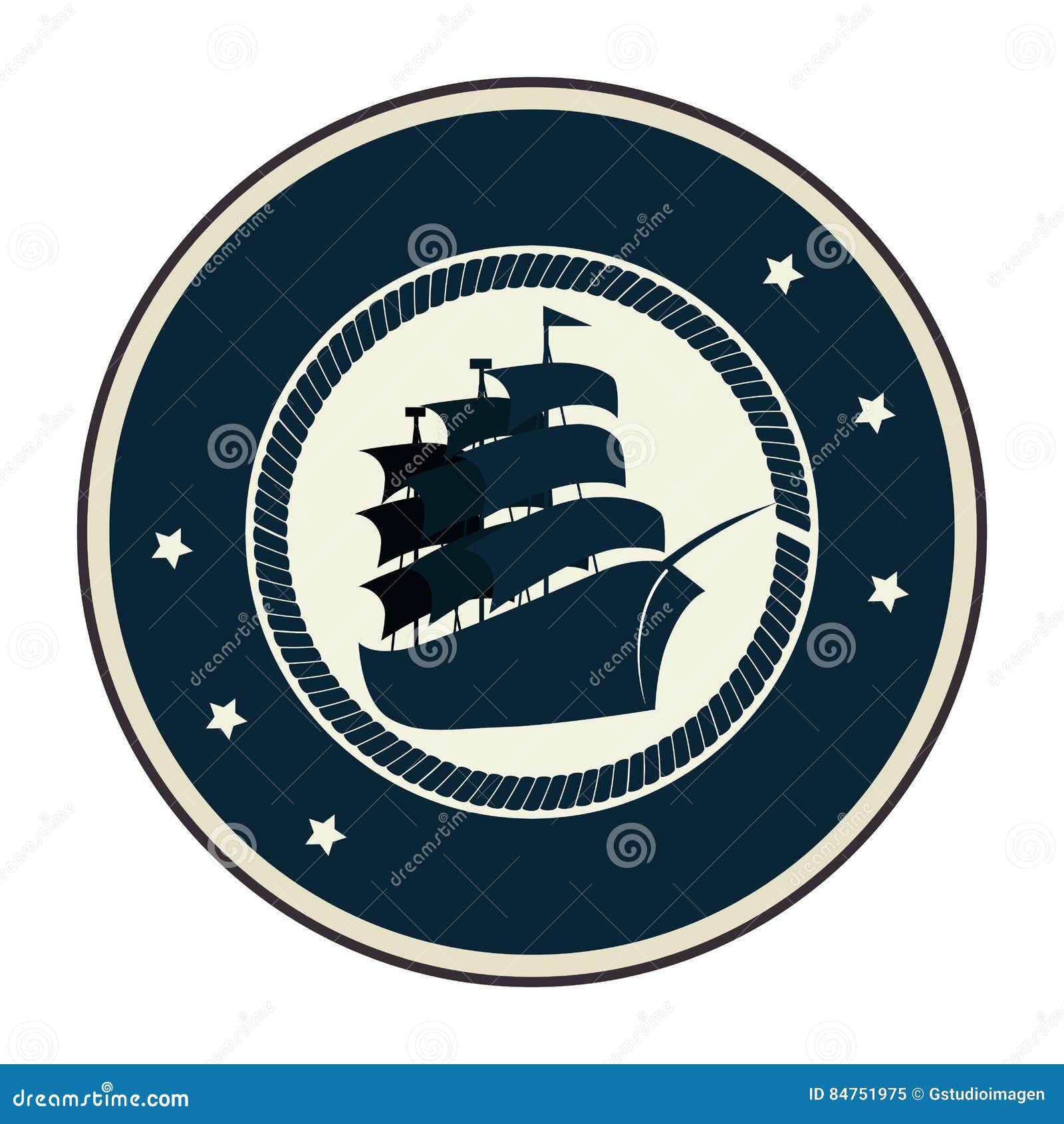 Sailboat Maritime Emblem Icon Stock Illustration - Illustration of ...