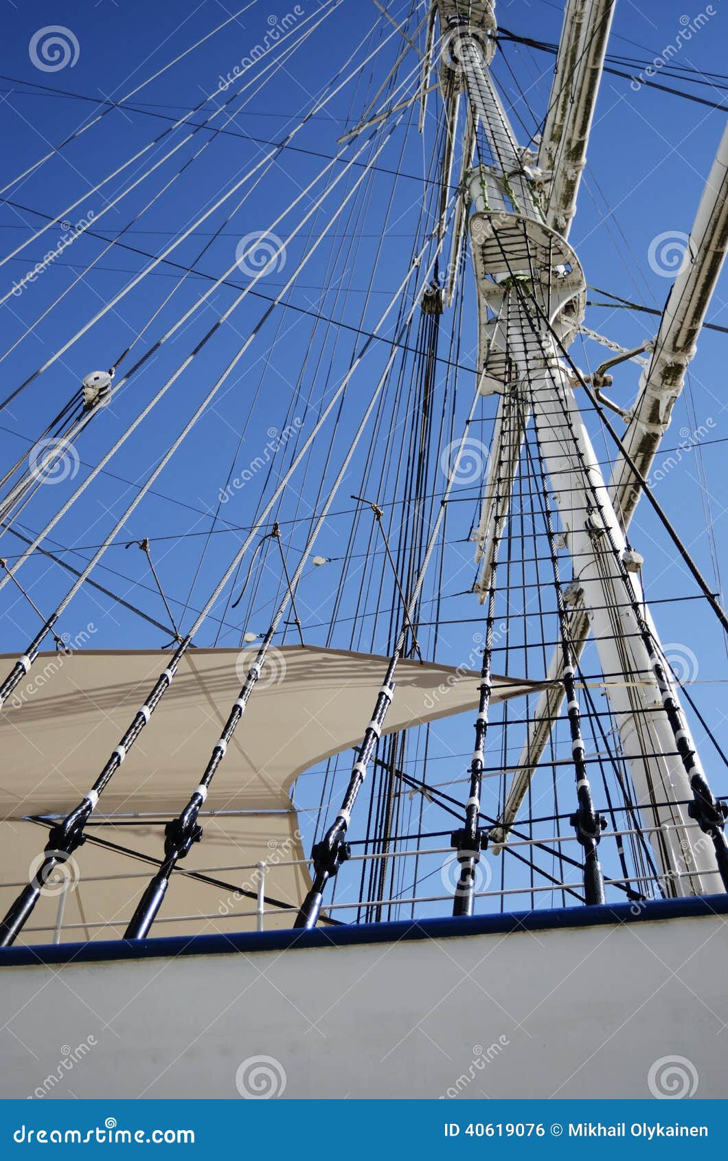 Sailboat Mast on Blue Sky Background Stock Photo - Image of weather ...