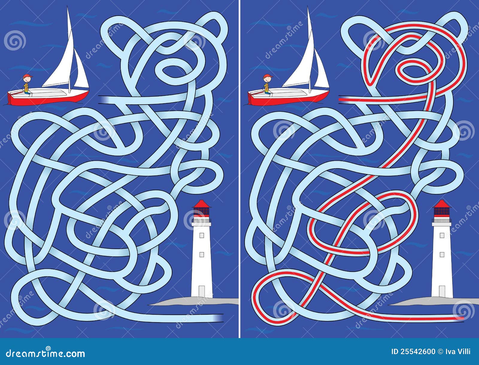 Sailboat maze stock vector. Illustration of path, drawing - 25542600