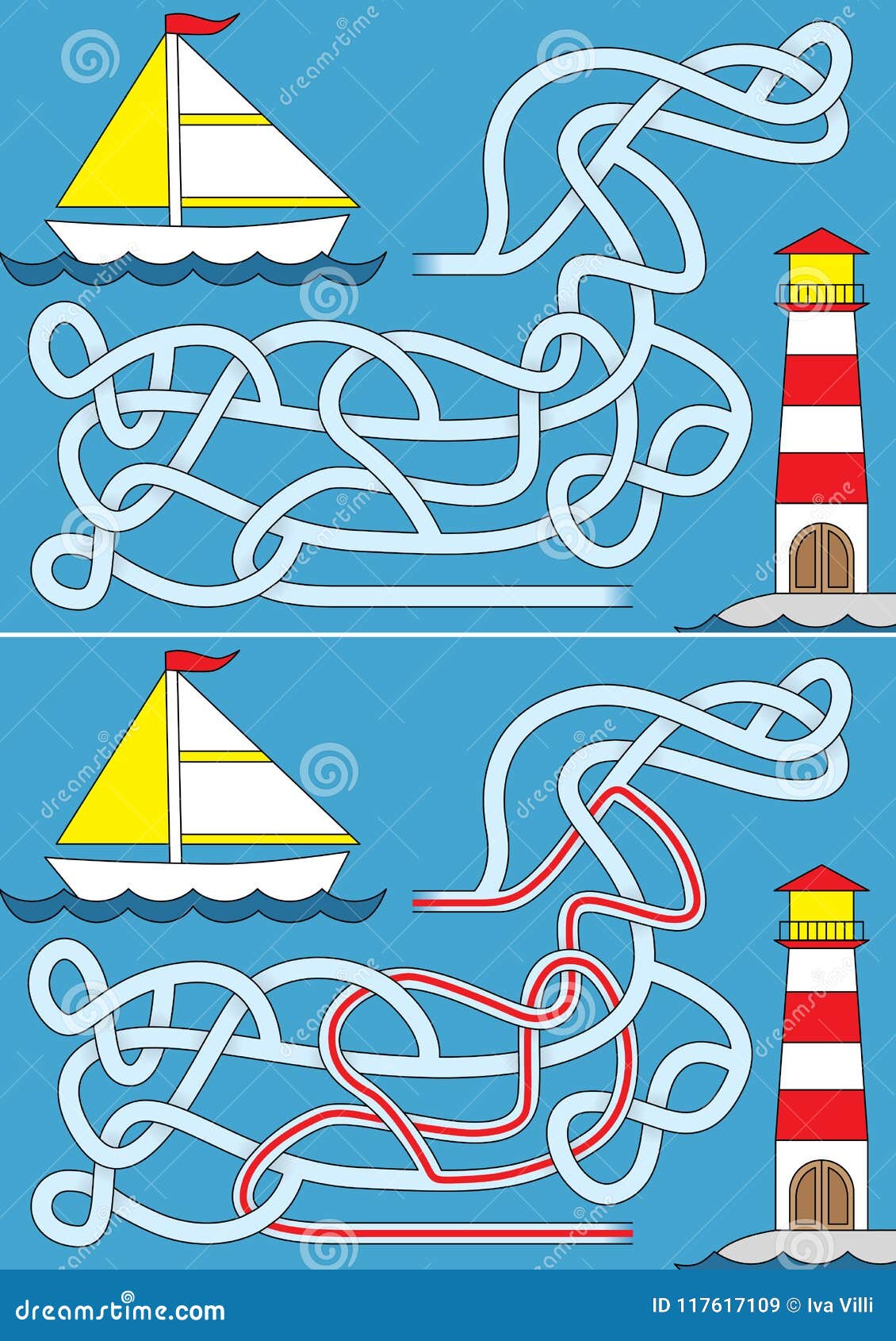 Sailboat maze stock vector. Illustration of cartoon - 117617109