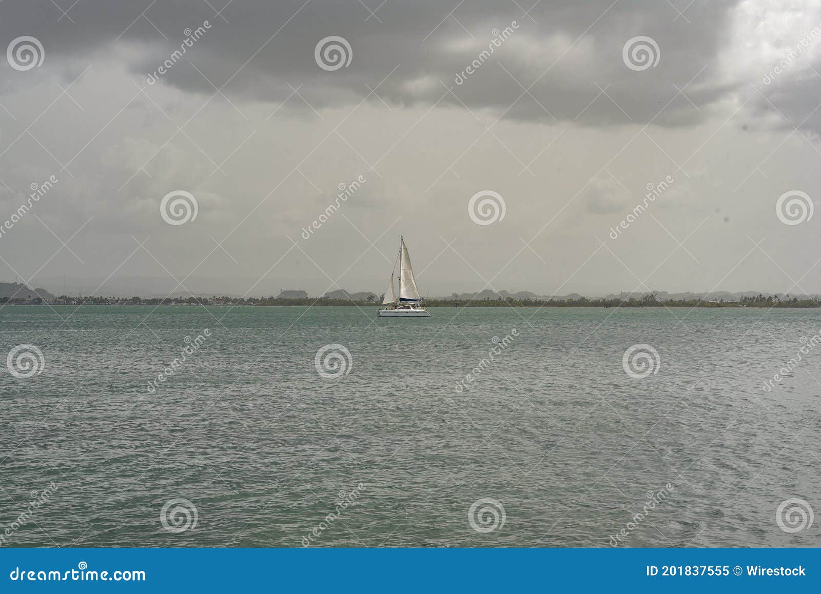 Sailboat In Sea At Stormy Weather, Stormy Clouds Sky Orange Sky, Sail ...